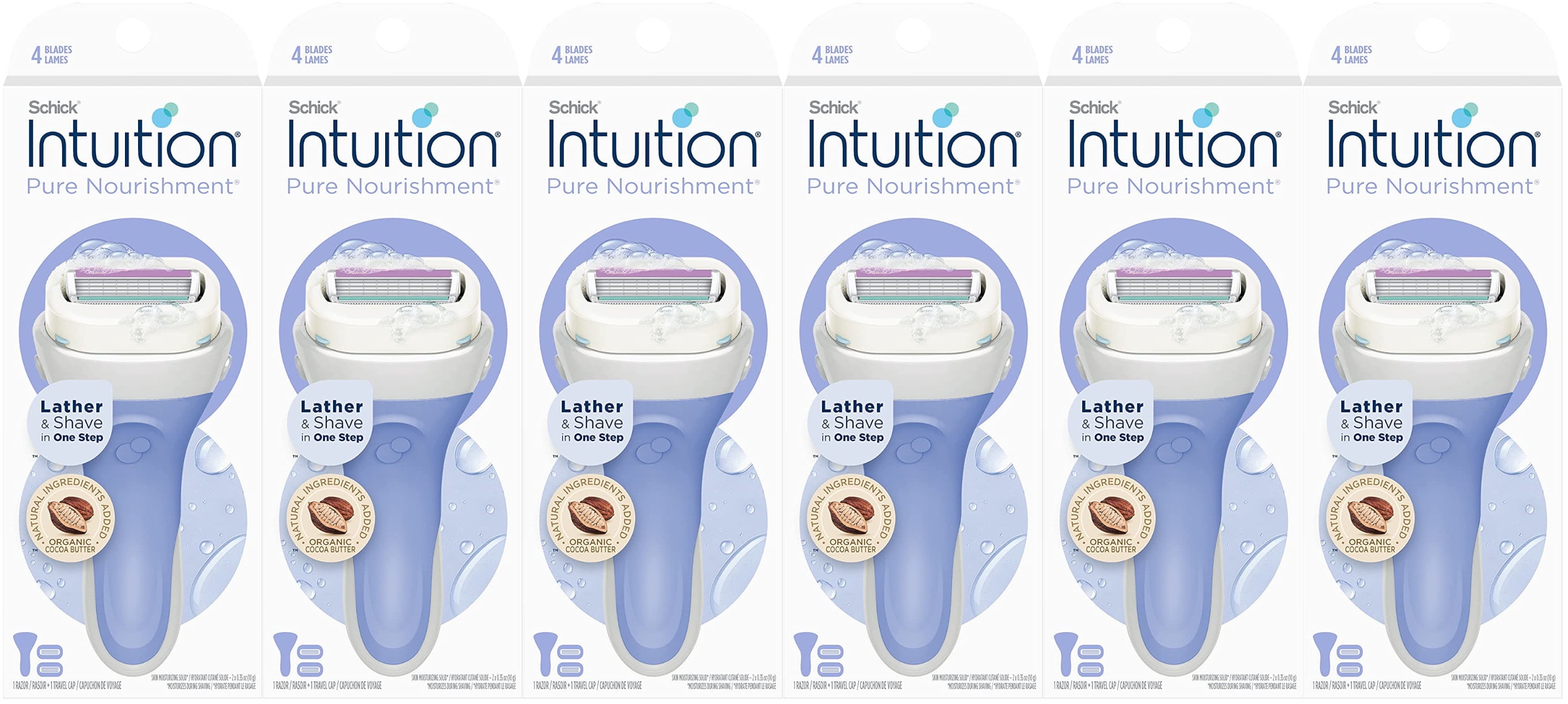 Schick Intuition Pure Nourishment Razor with 2 Refill Blade Cartridges ...