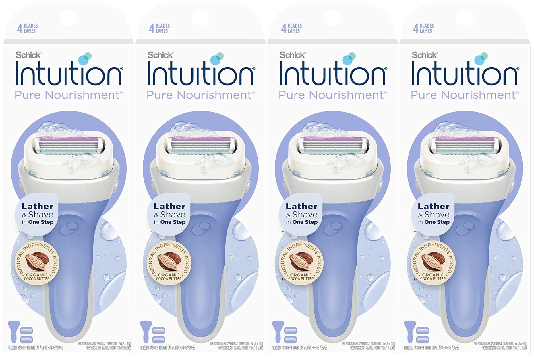 Schick Intuition Pure Nourishment Razor with 2 Refill Blade Cartridges ...