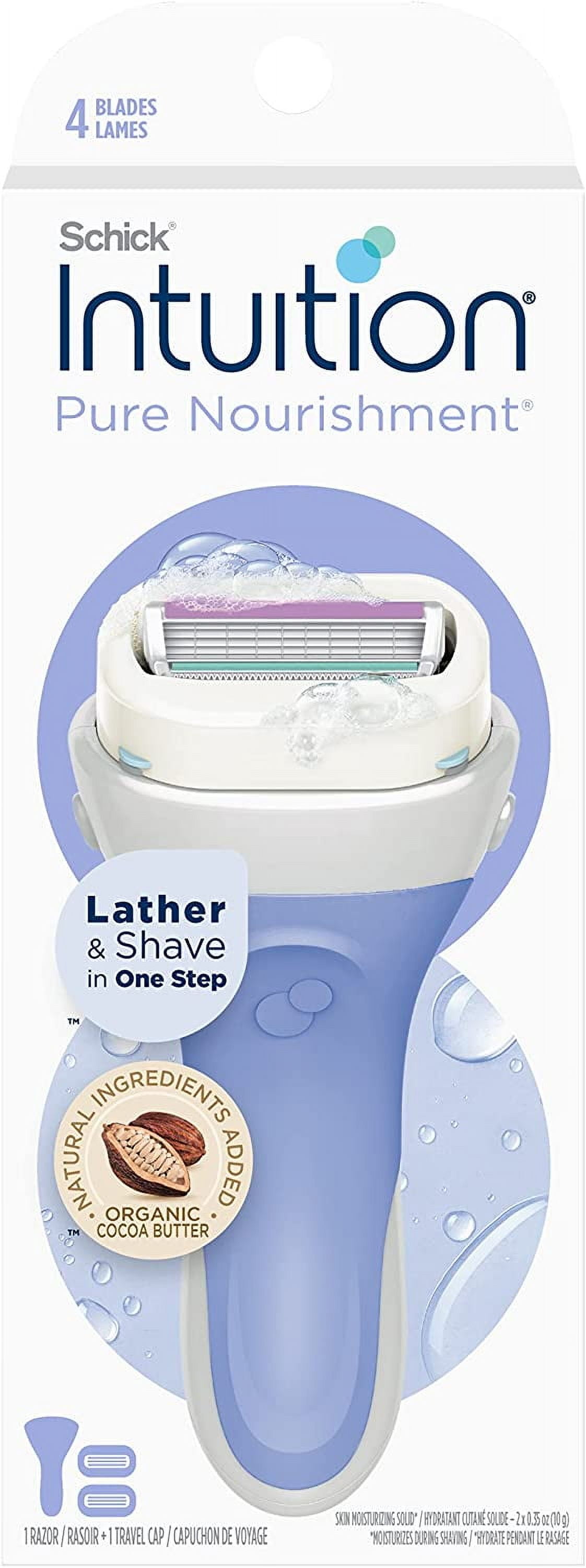 Schick Intuition Pure Nourishment Razor with 2 Refill Blade Cartridges ...