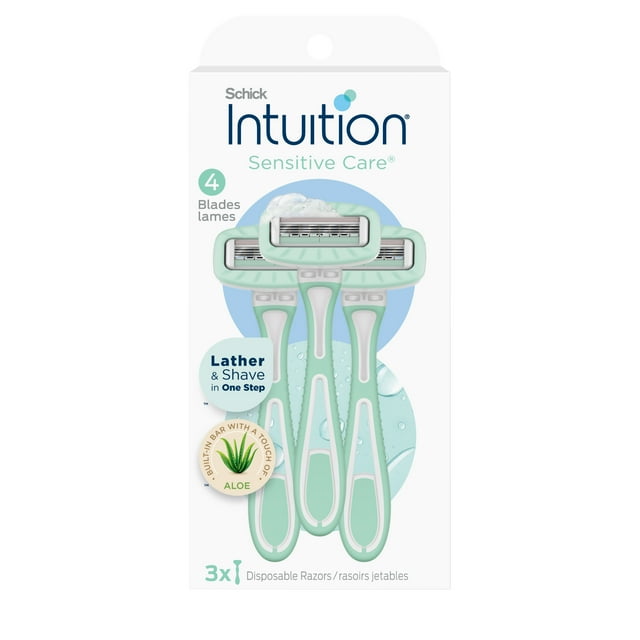 Schick Intuition Sensitive Care 4 Blade Disposable Womens Razors, 3 Ct ...