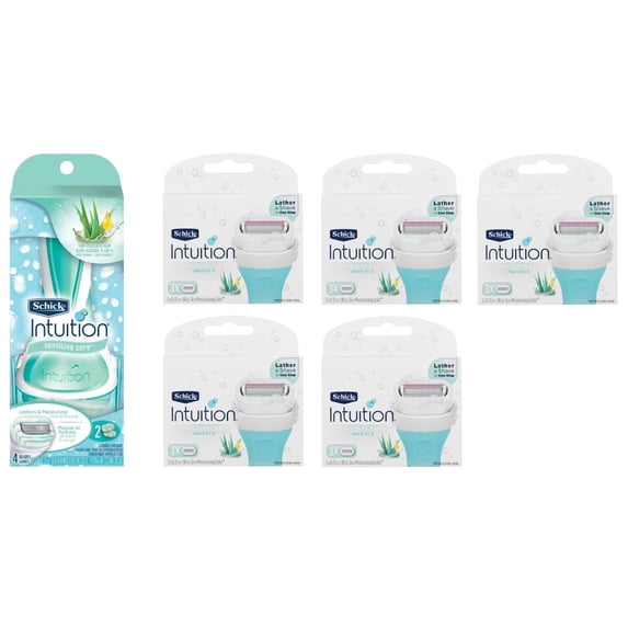 Schick Intuition Natural Sensitive Care Razor with 4-Blade Pivoting ...