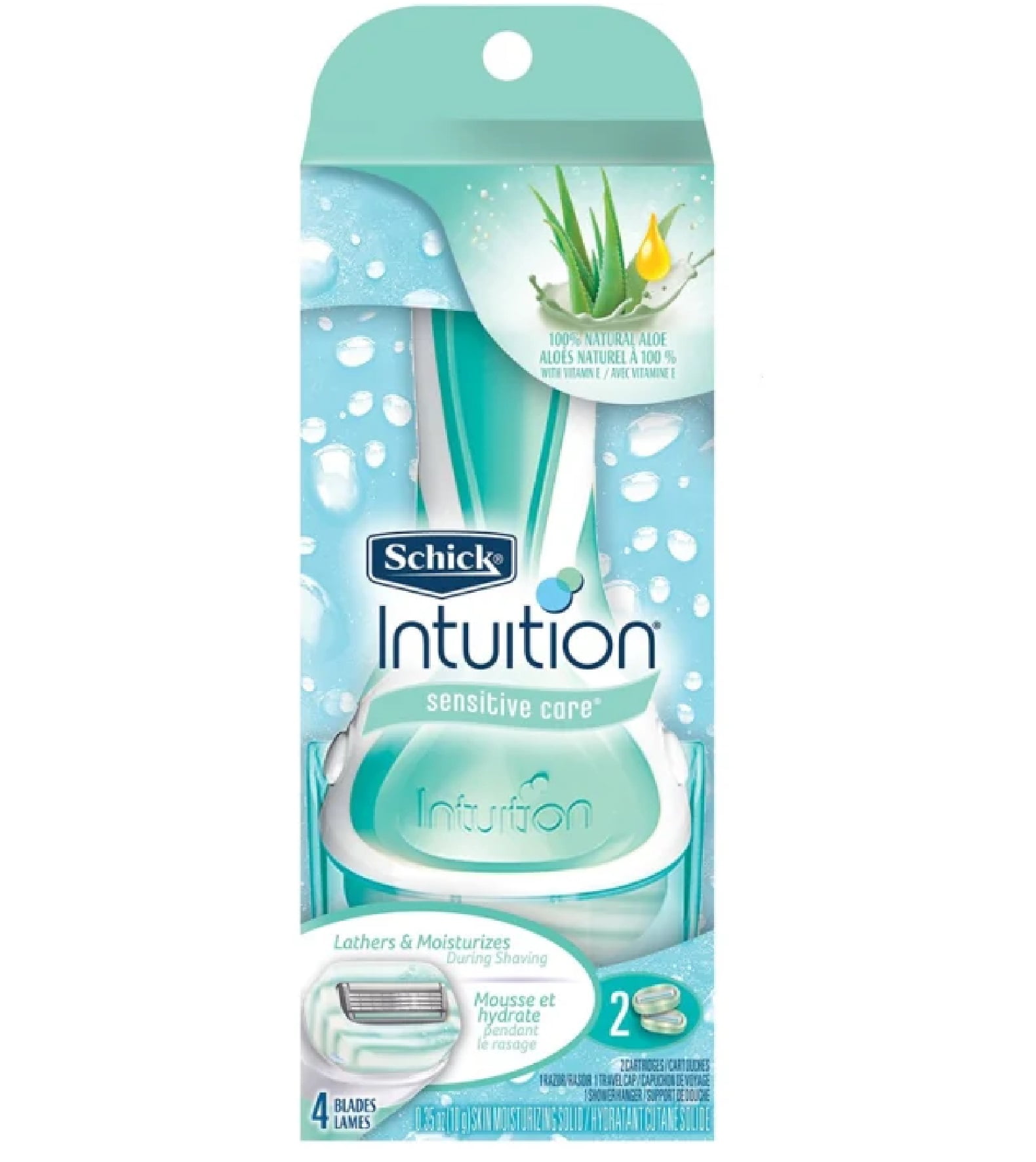Schick Intuition Sensitive Care Razor with 2 Refill Blades - Walmart.com