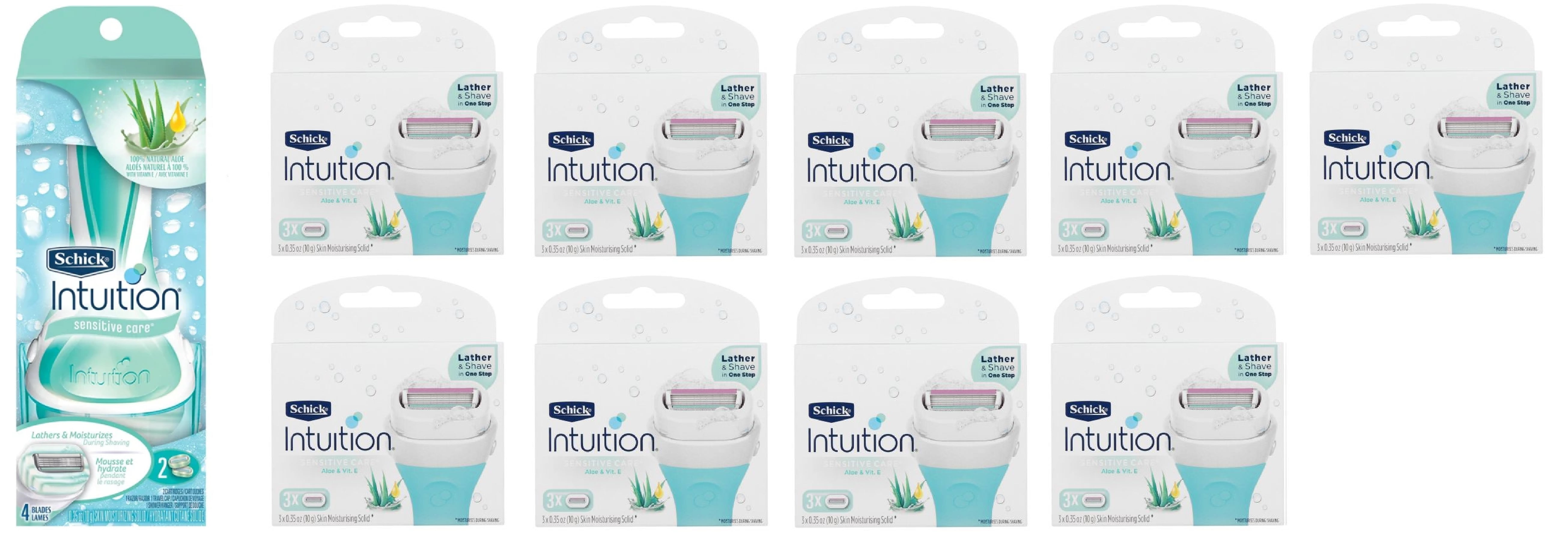 Schick Intuition Sensitive Care Razor with 4-Blade Pivoting Head and 29 ...