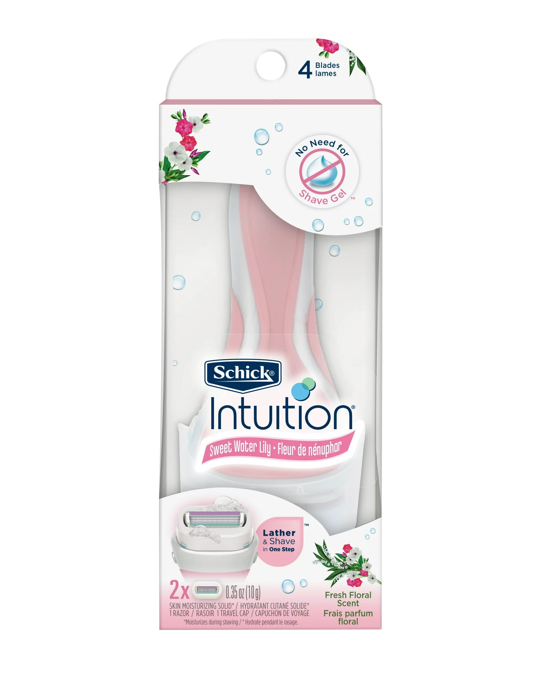 Schick Intuition Sweet Water Lily Razor, Pomegranate Floral, 4 Blades ...