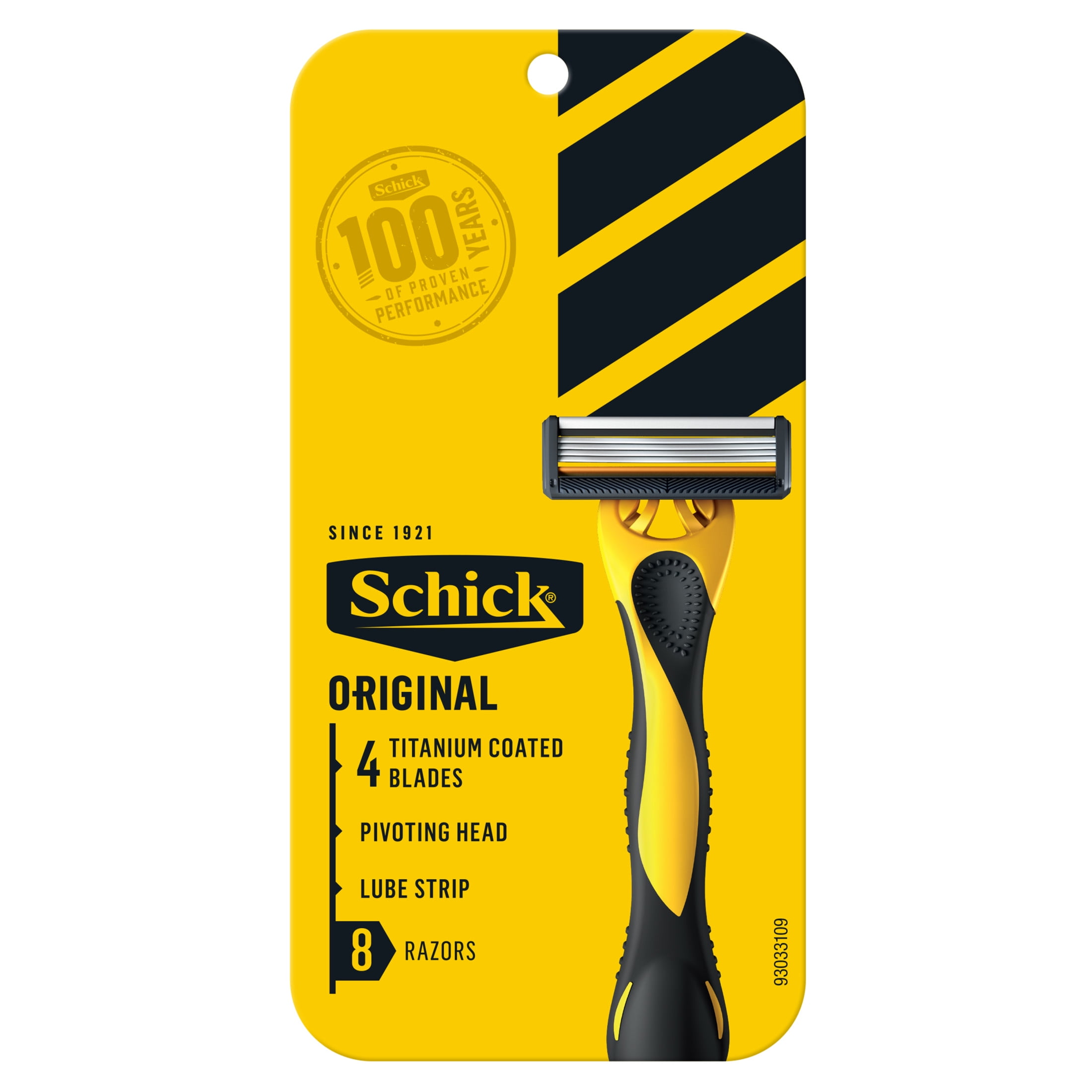 Schick Original Titanium 4-Blade Disposable Razors for Men, 8 Ct, Easy ...