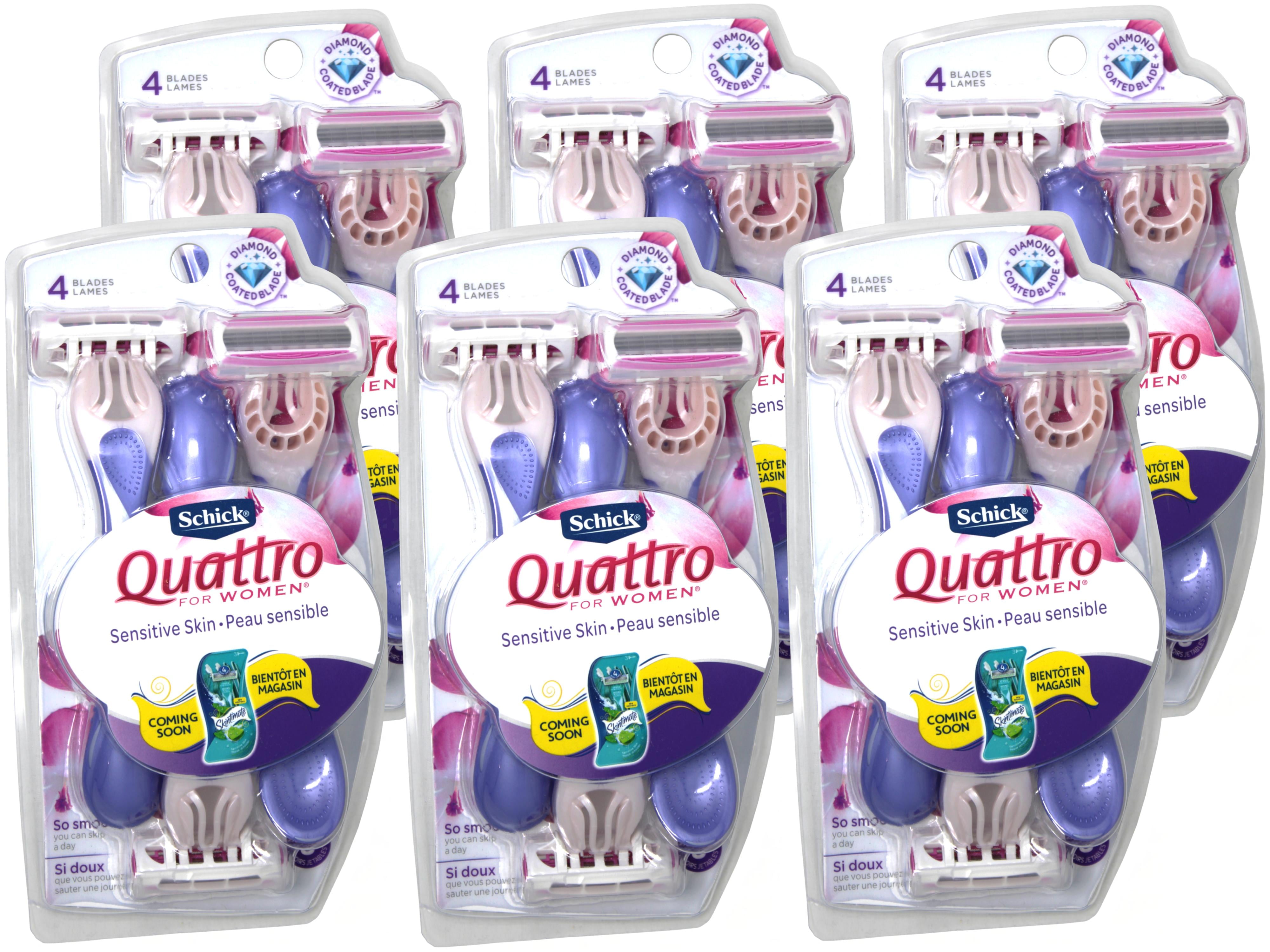 Schick Quattro For Women Disposable Razors, Sensitive Skin 3 ea (Pack ...