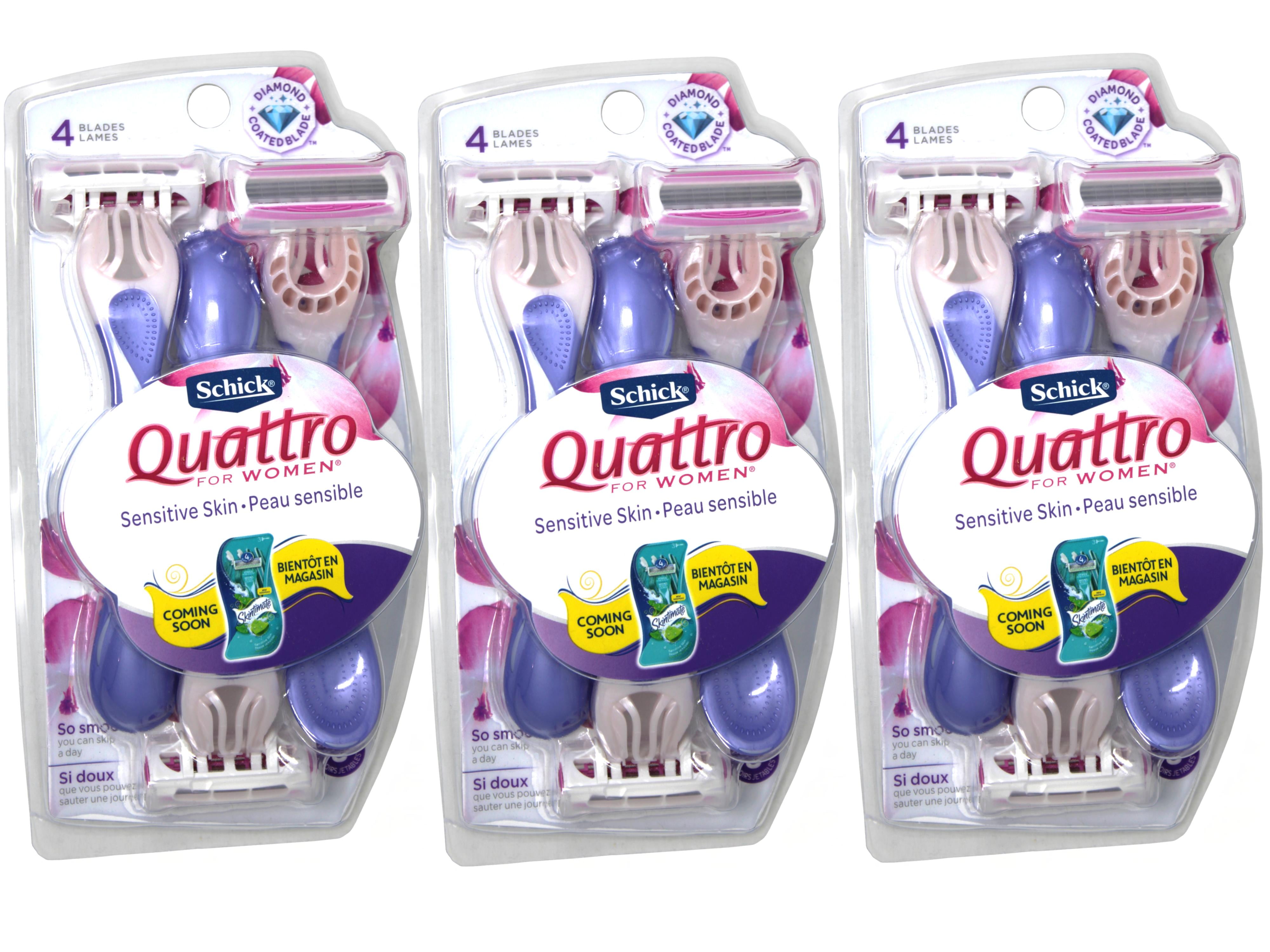 (3 pack) Schick Quattro For Women Disposable Razors, Sensitive Skin 3 ...