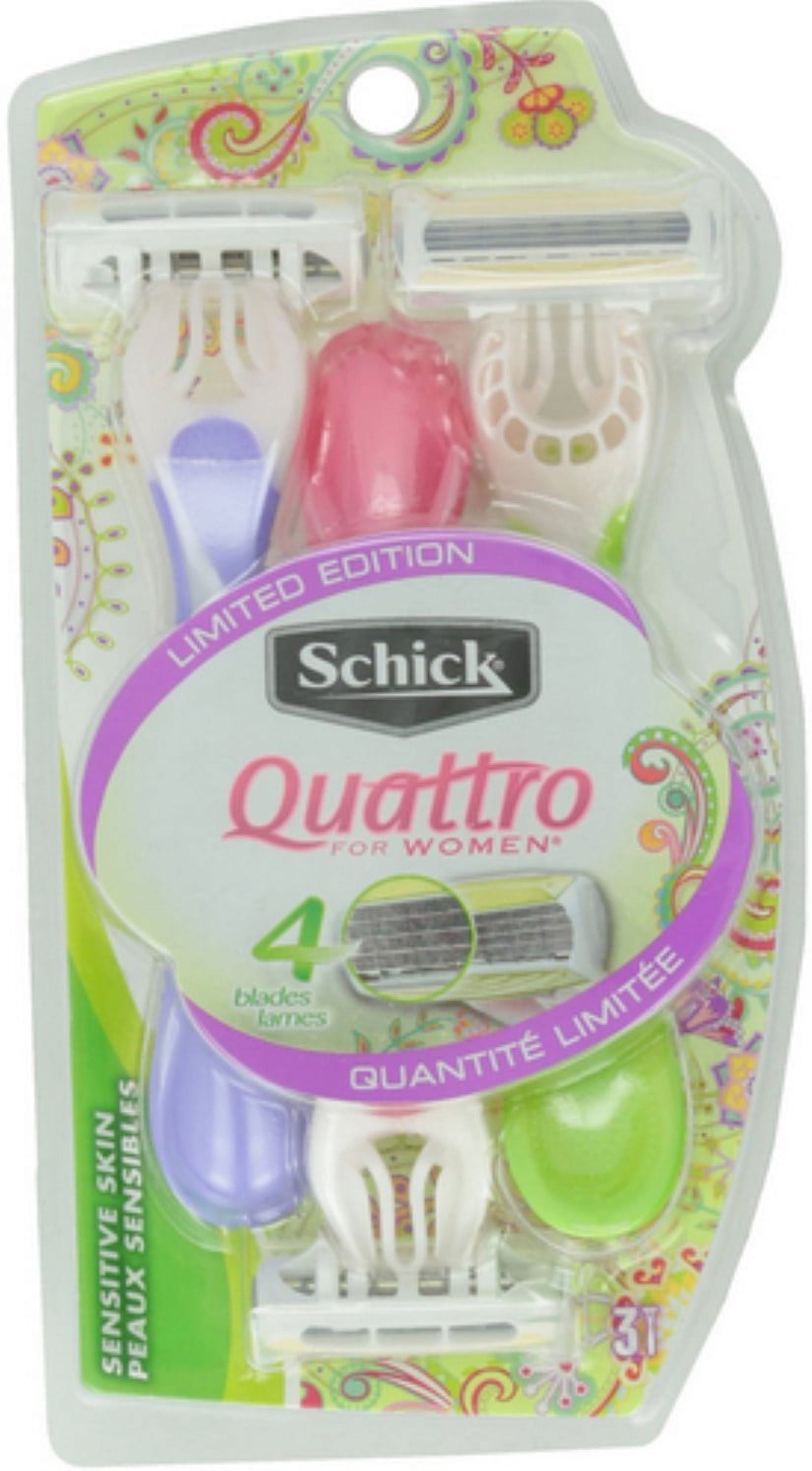 Schick Quattro For Women Disposable Razors, Sensitive Skin 3 ea ...