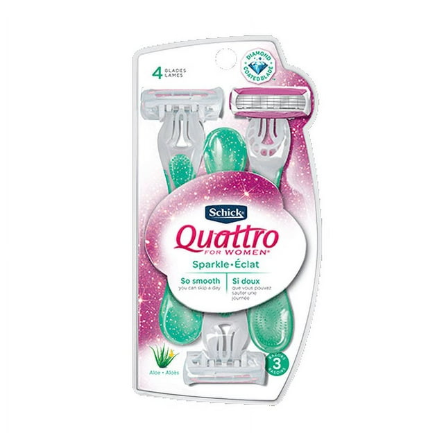 Schick Quattro For Women Sparkle Disposable Razor - 3 Count - Walmart.com