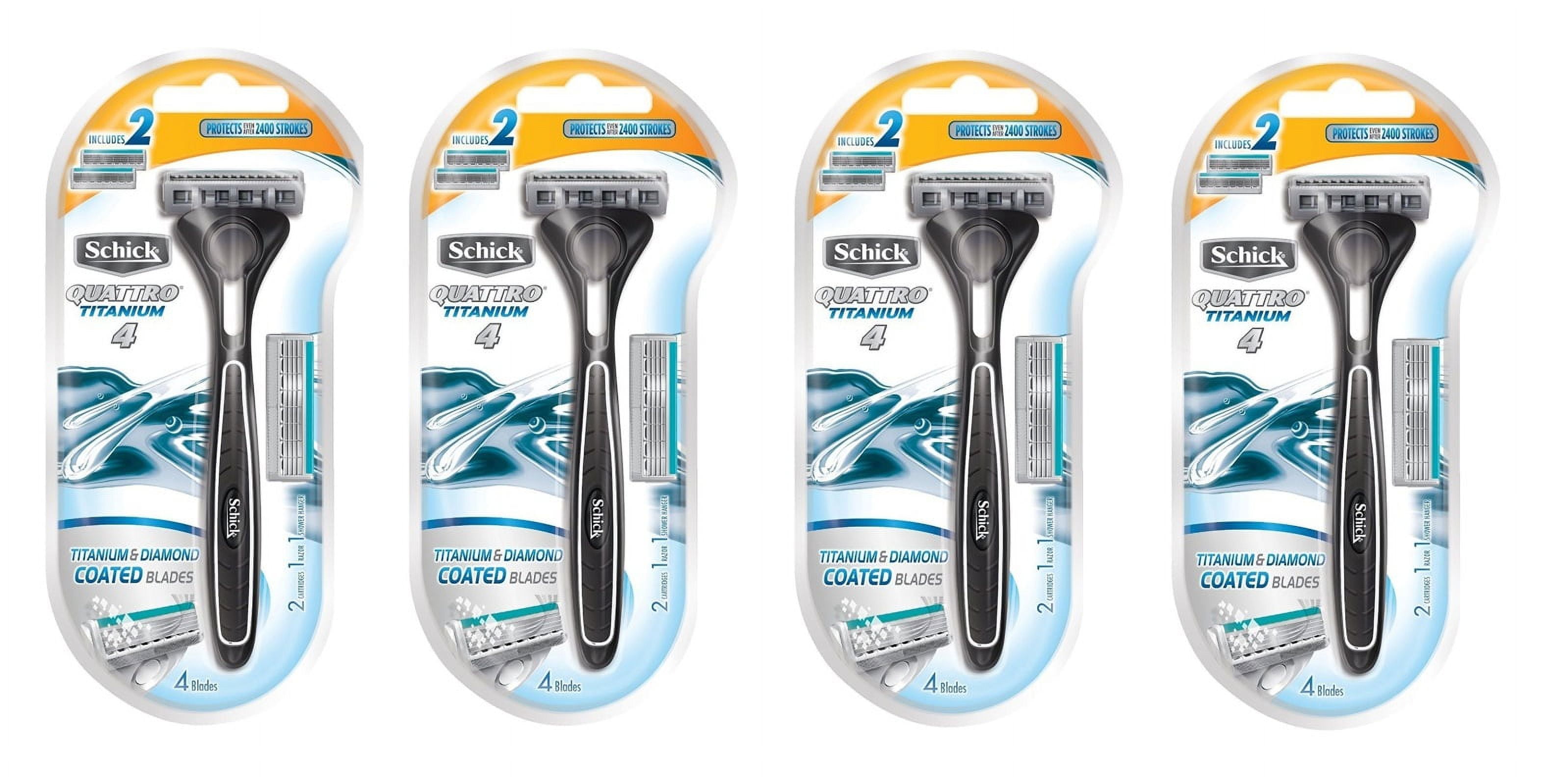 Schick Quattro Razor & Cartridges, Titanium Coated Blades, 1 Razor, 2 ...