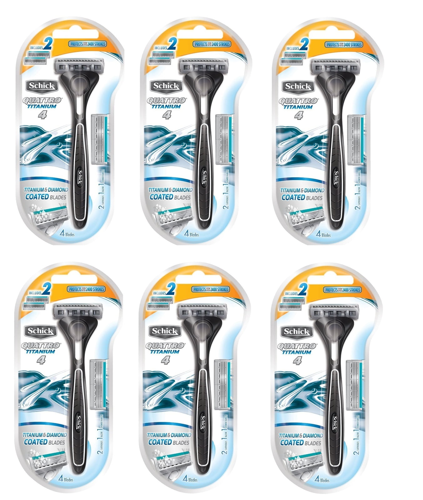 Schick Quattro Razor & Cartridges, Titanium Coated Blades, 1 Razor, 2 ...