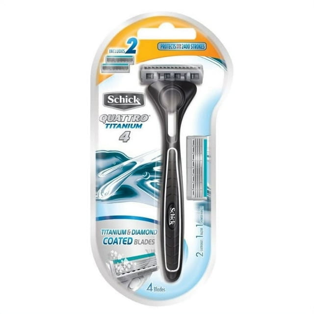 Schick Quattro Men's Midnight Razor & Cartridges, Titanium Blades ...