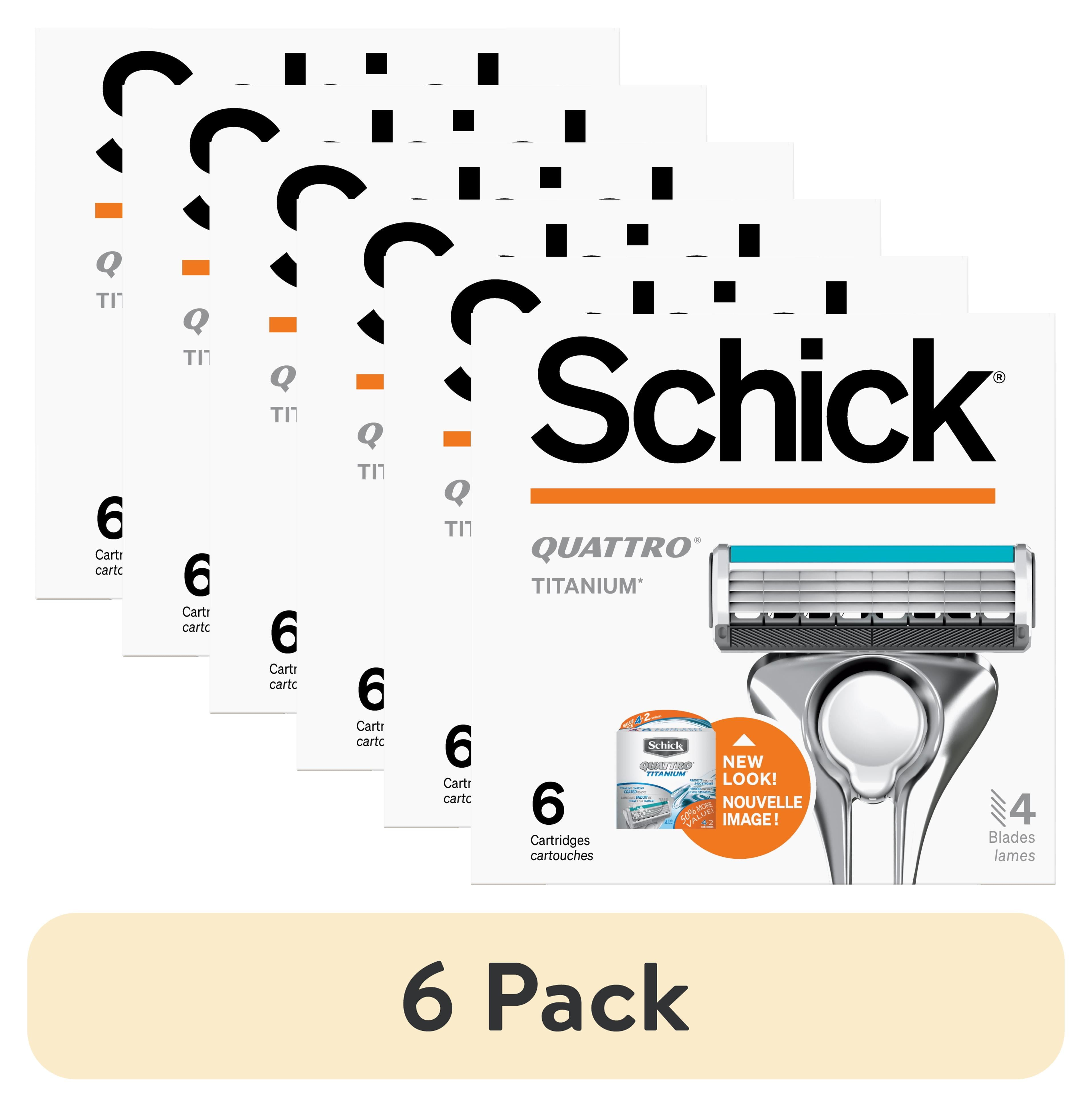 (6 pack) Schick Quattro Titanium Men's Razor Blade Refills, 6 Ct ...