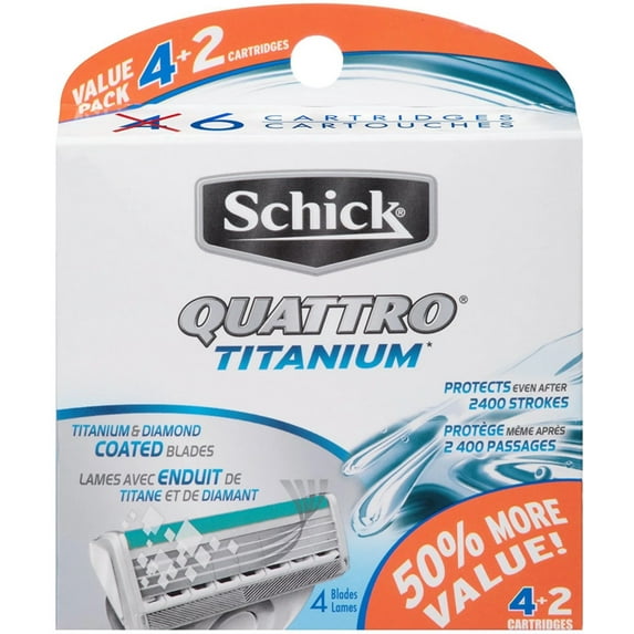 Schick Quattro Titanium Razor Refill Cartridges, 6 ct - Walmart.com