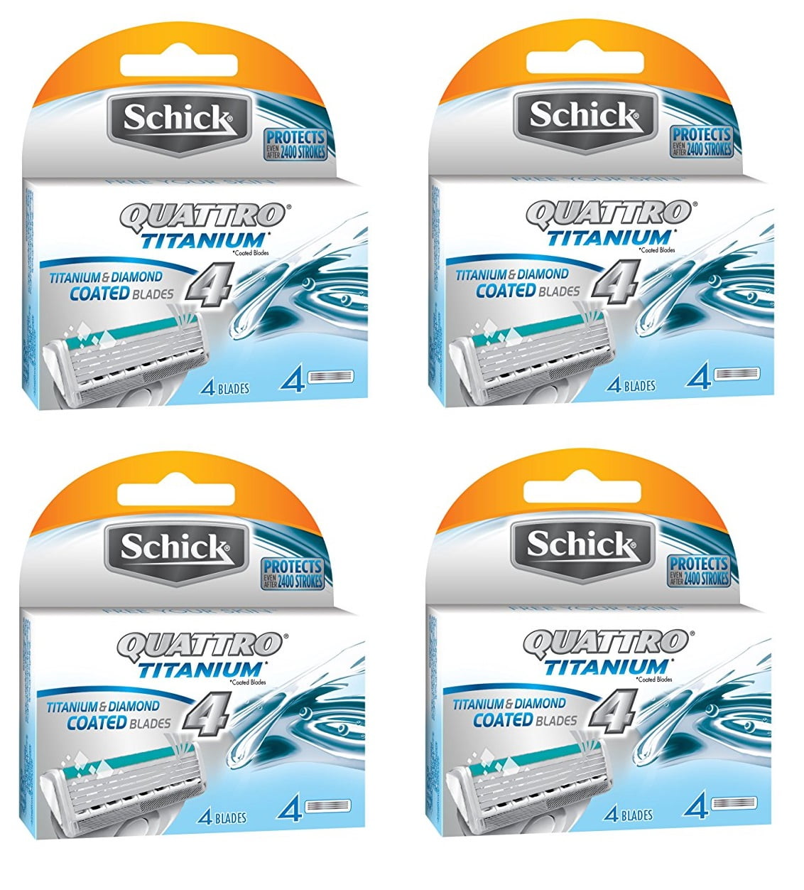 Schick Quattro Titanium Razor Cartridges - 16 Count, Flex Shaving Packs ...