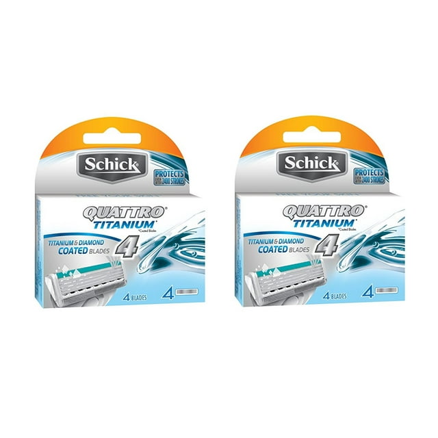 Schick Quattro Titanium Durable Razor Shaver with 4 Coated Blades - 8 ...