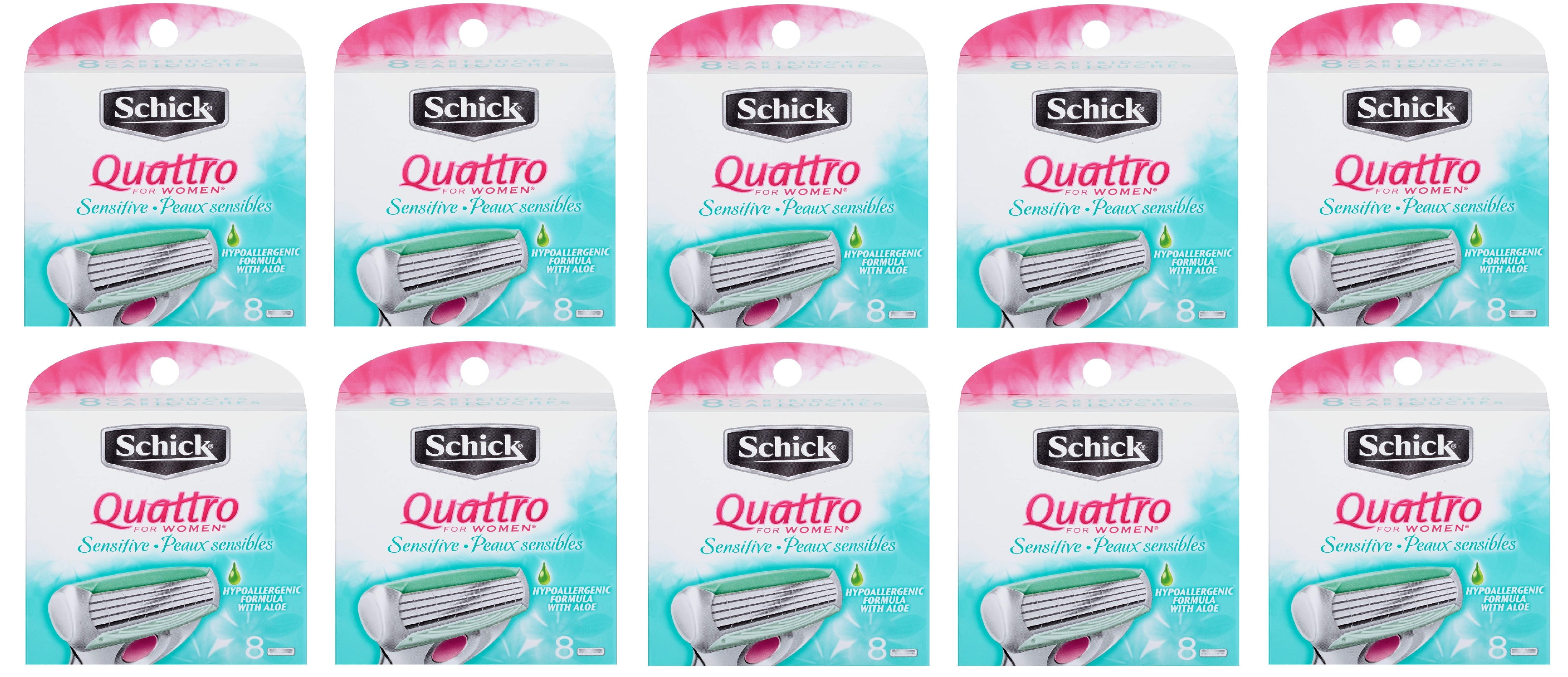 Schick Quattro for Women Sensitive Hypo Allergenic Aloe Refill Blade ...