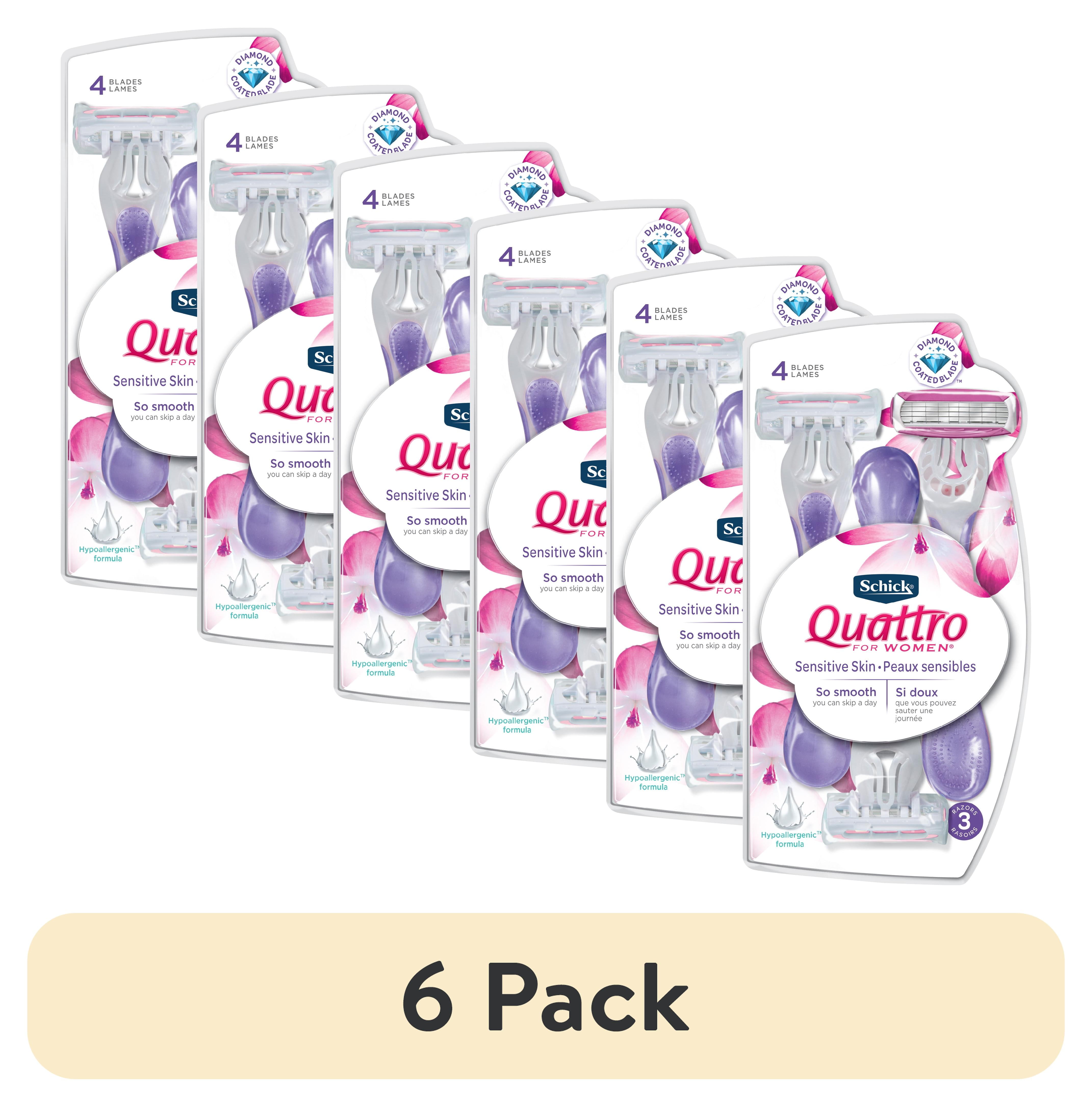 (6 pack) Schick Quattro For Women Sensitive Skin Disposable Razor - 3 ...