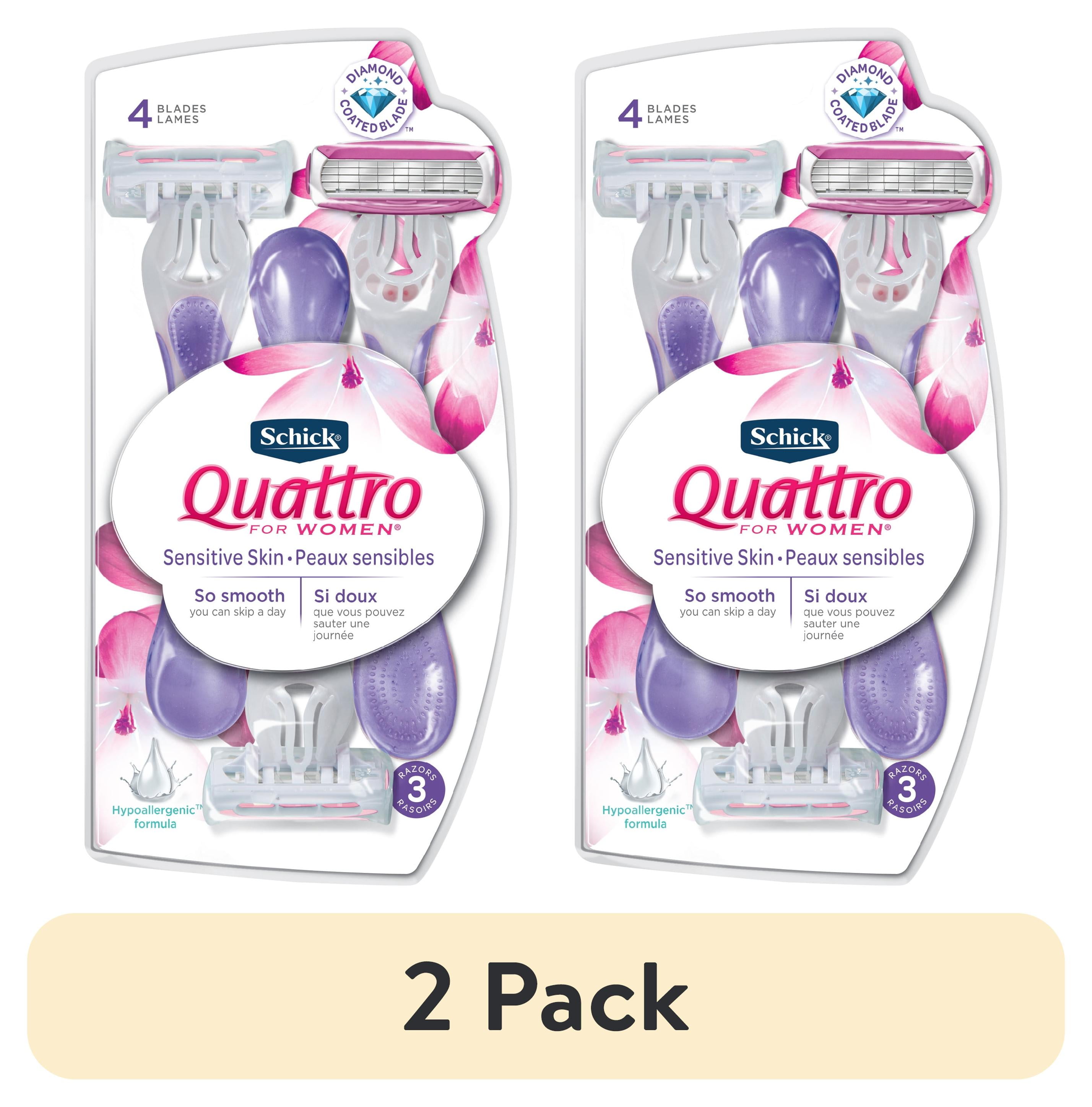 (2 pack) Schick Quattro For Women Sensitive Skin Disposable Razor - 3 ...