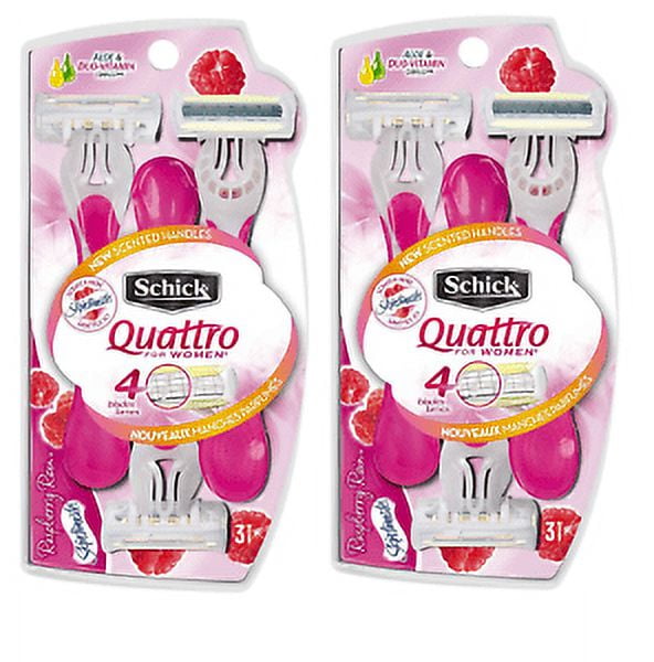 Schick Quattro for Women, Skintimate Raspberry Rain, Disposable Razors ...