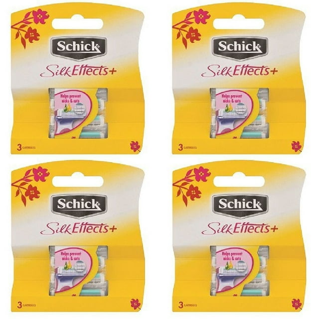 Schick Silk Effects+ Plus Refill Cartridges, 3 Count (Pack of 4 ...