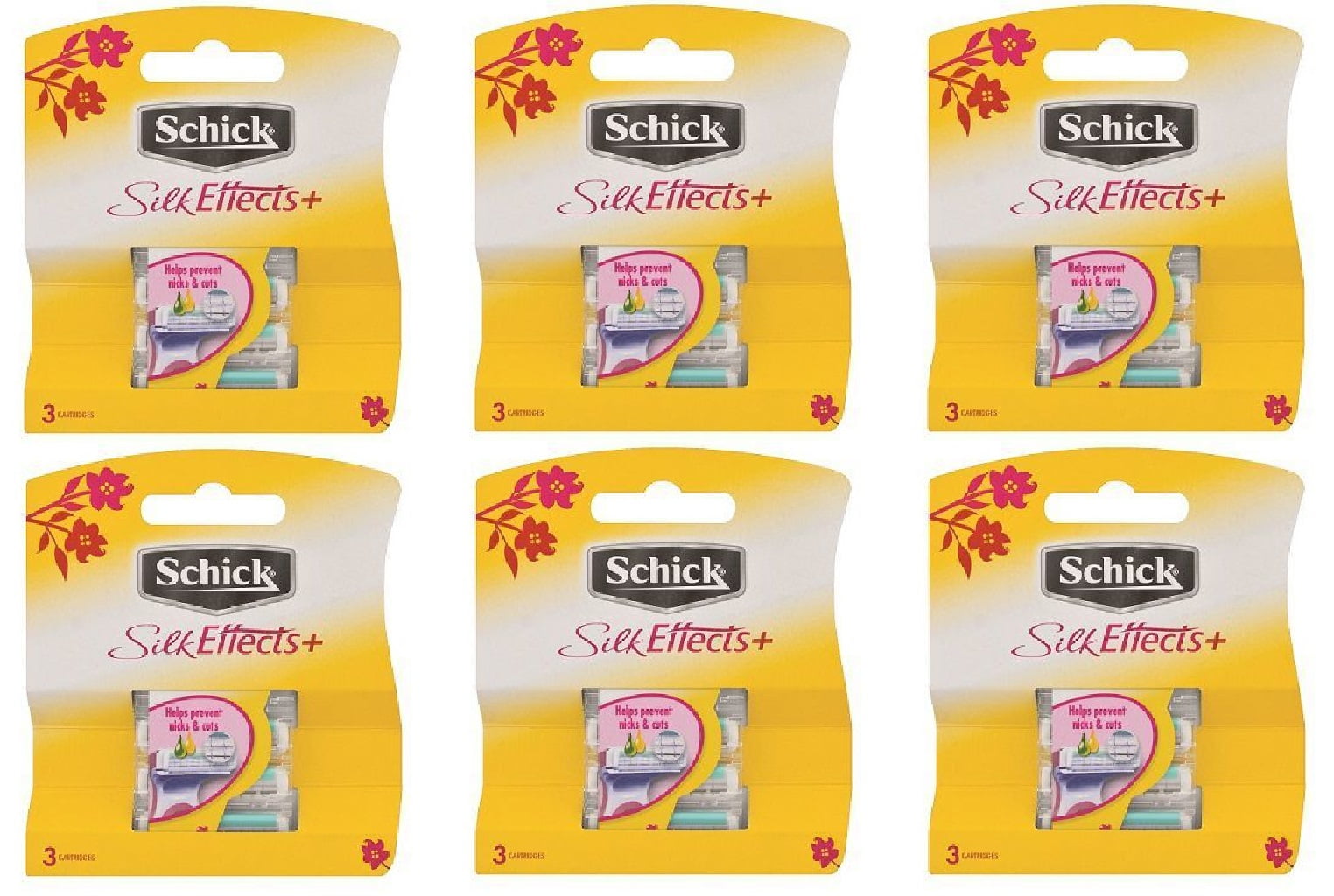 Schick Silk Effects+ Plus Razor Refill Cartridges, 3 Count (Pack of 6 ...
