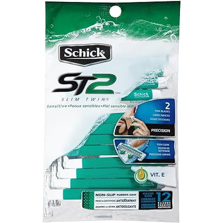Schick Slim Twin ST 2 Disposable Razors for Men Sensitive Skin Shaving ...