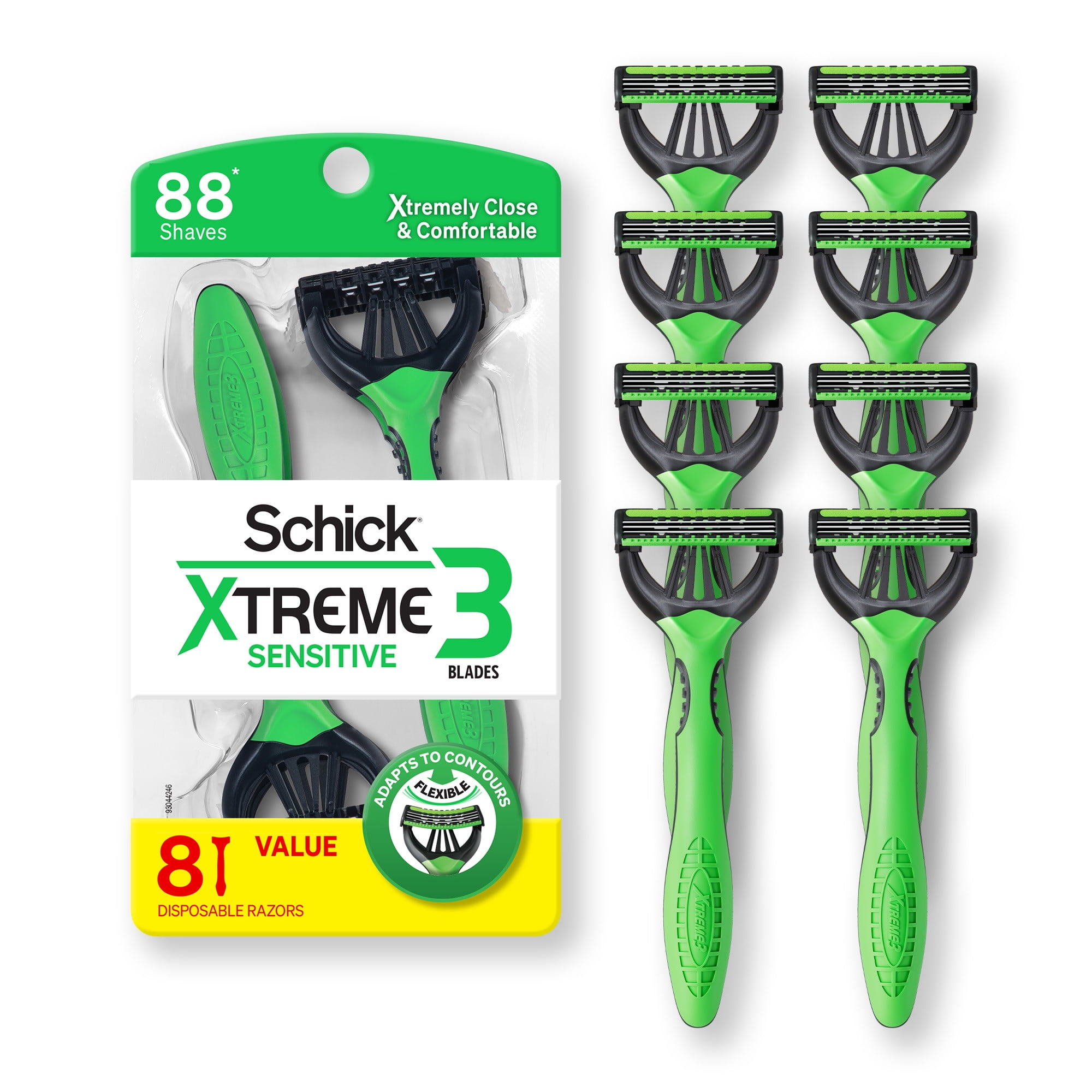 Schick Xtreme 3 Blade Disposable Razors for Men, 8 Ct, Men's Sensitive ...