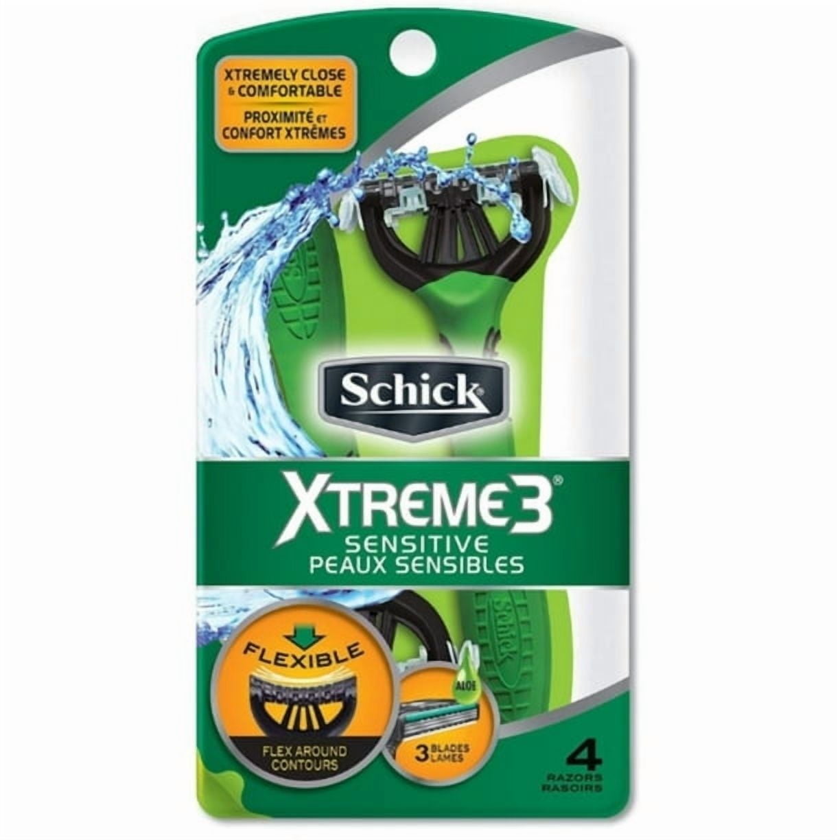Schick Xtreme 3-Blade Sensitive Mens Disposable Razors, 4 Ct, Sensitive ...