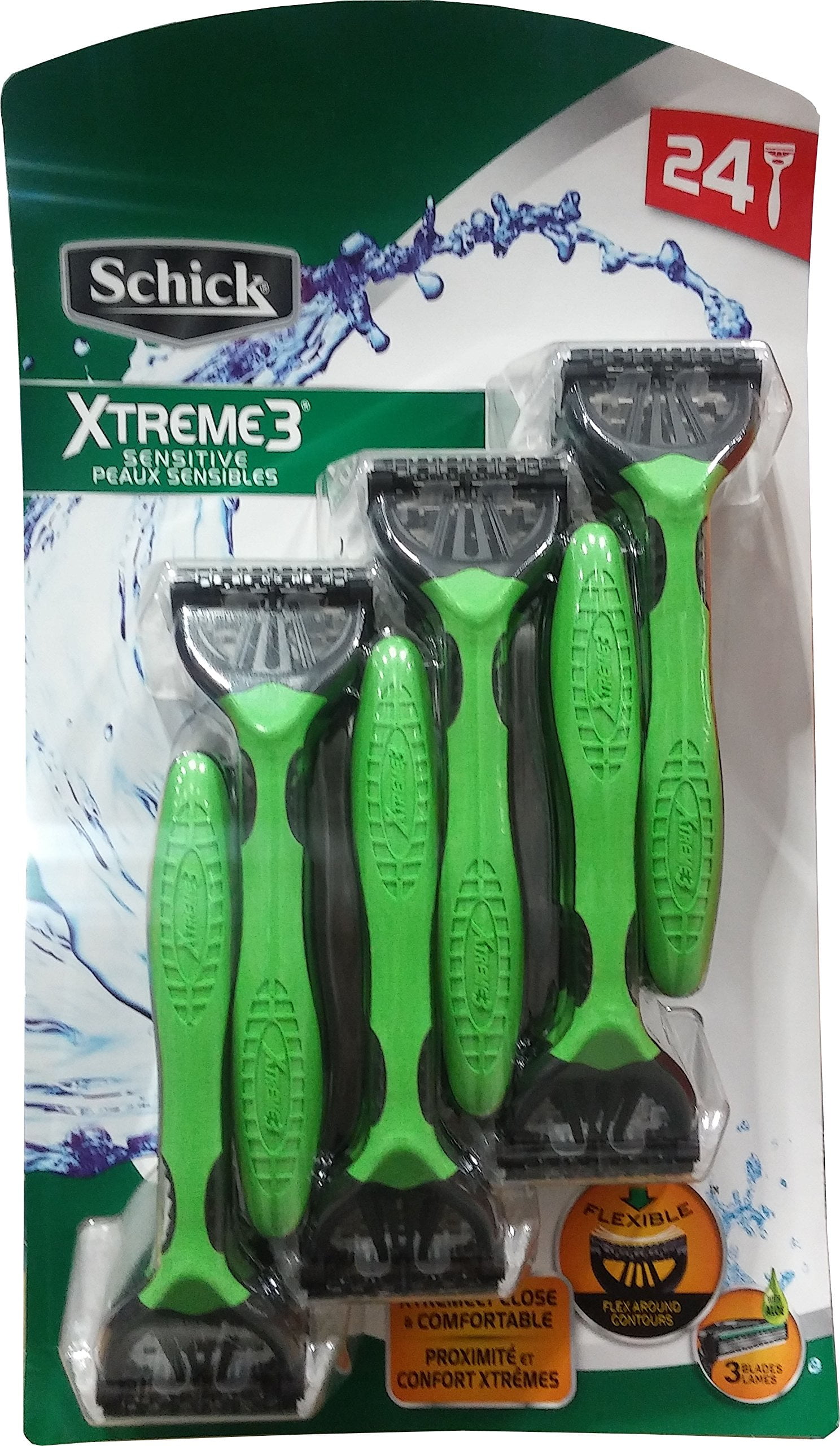 Schick Xtreme 3 Blade Sensitive Razor, Vitamin E and Aloe, 24 Count ...
