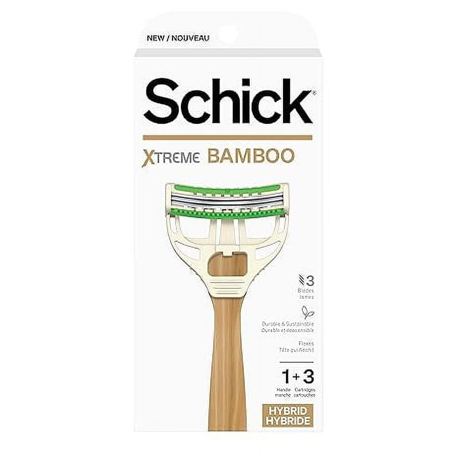 Schick Xtreme Bamboo Hybrid 3 Blade Razors, 1 Handle + 3 Cartridges ...