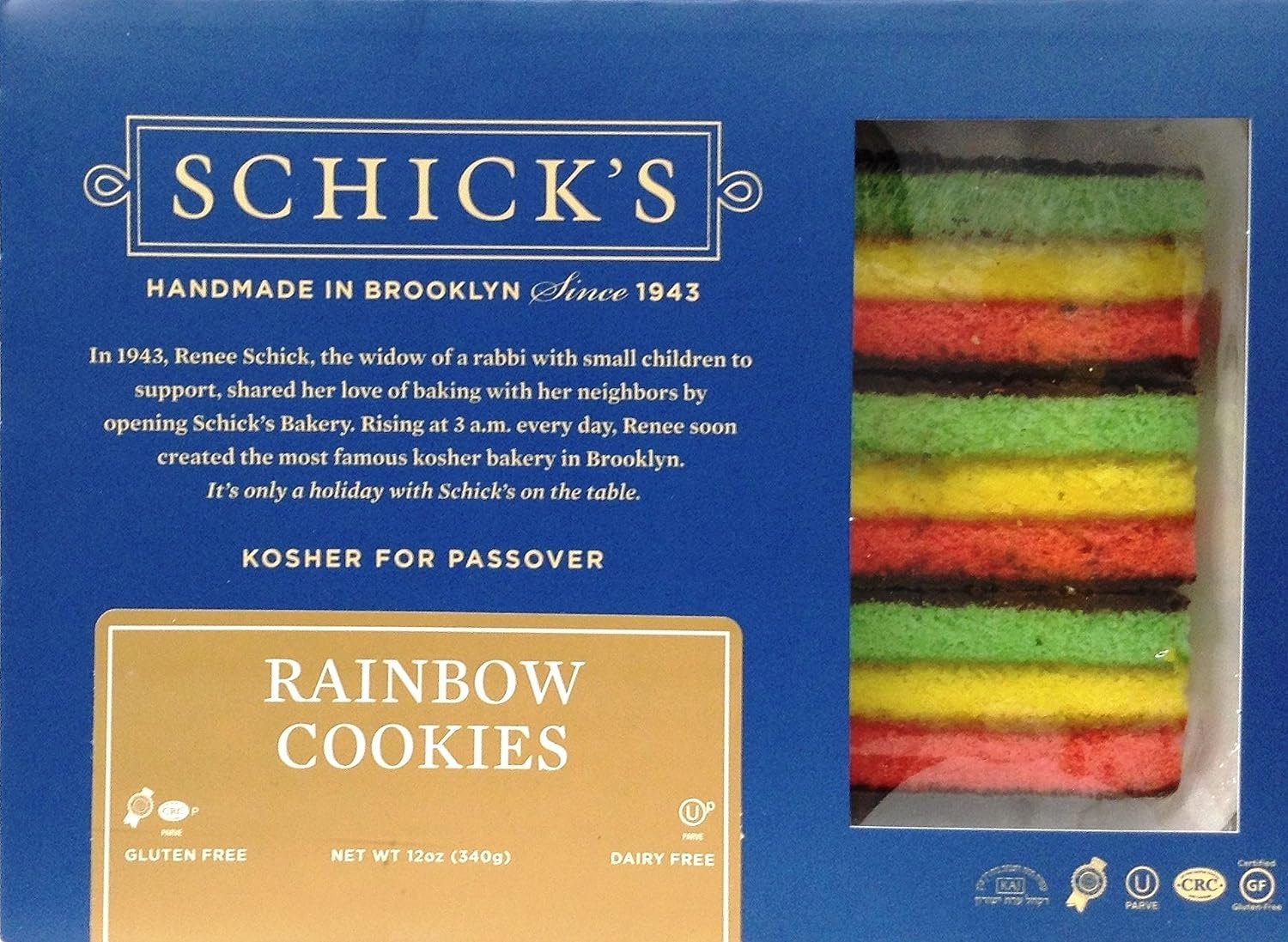 Schick's Rainbow Cookies Gluten Free Dairy Free Kosher For Passover ...