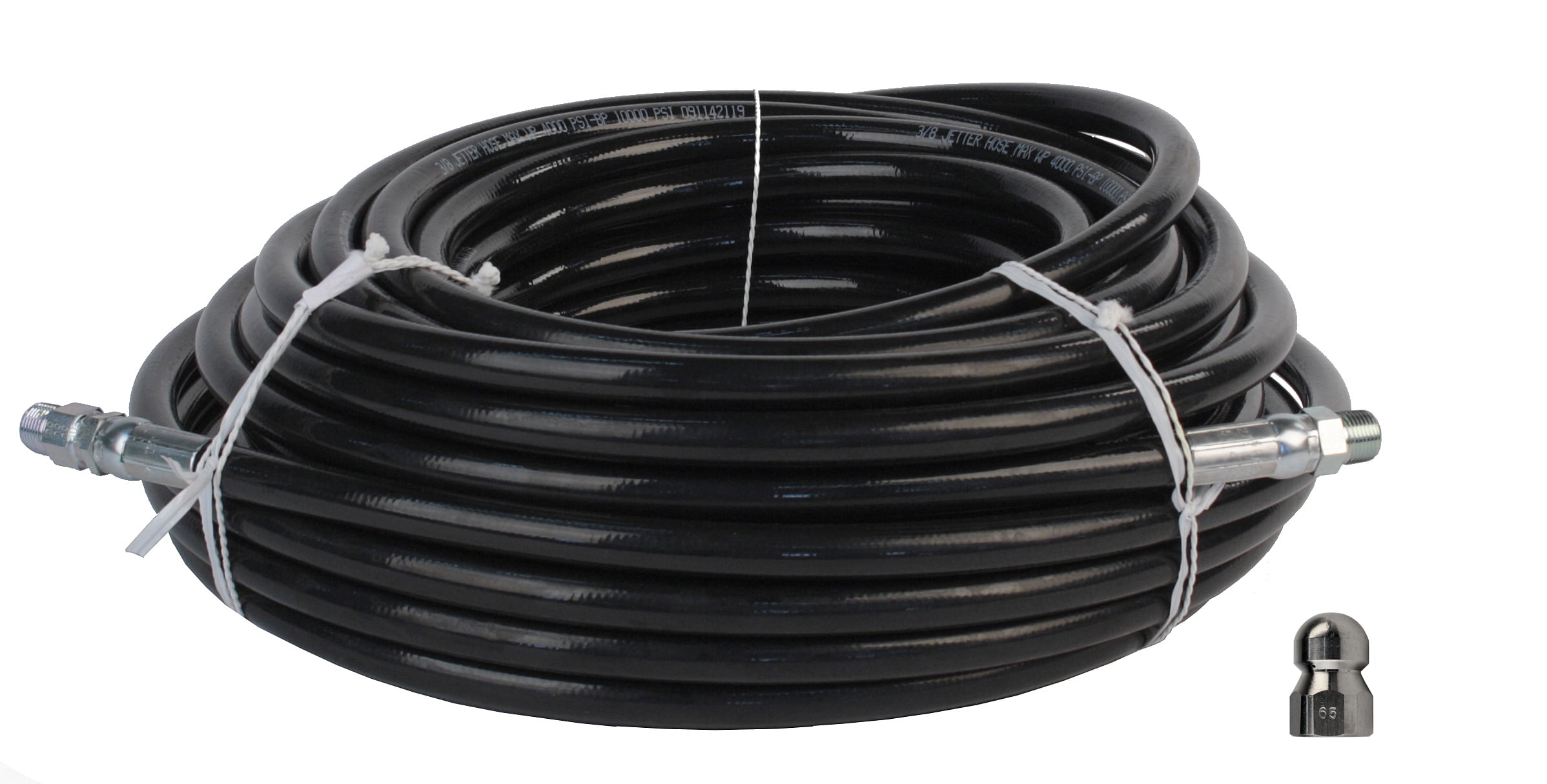 Schieffer 3/8" x 100' 4000 PSI Thermoplastic Sewer Jetter Hose & 6.5 ...