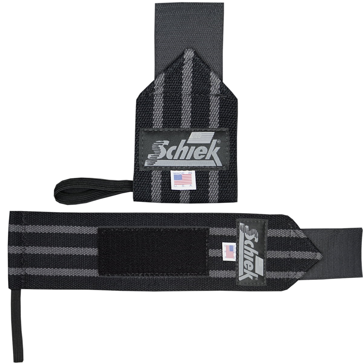 Schiek Sports Black Out Cotton Elastic Wrist Wraps - 18" - Black/Silver ...