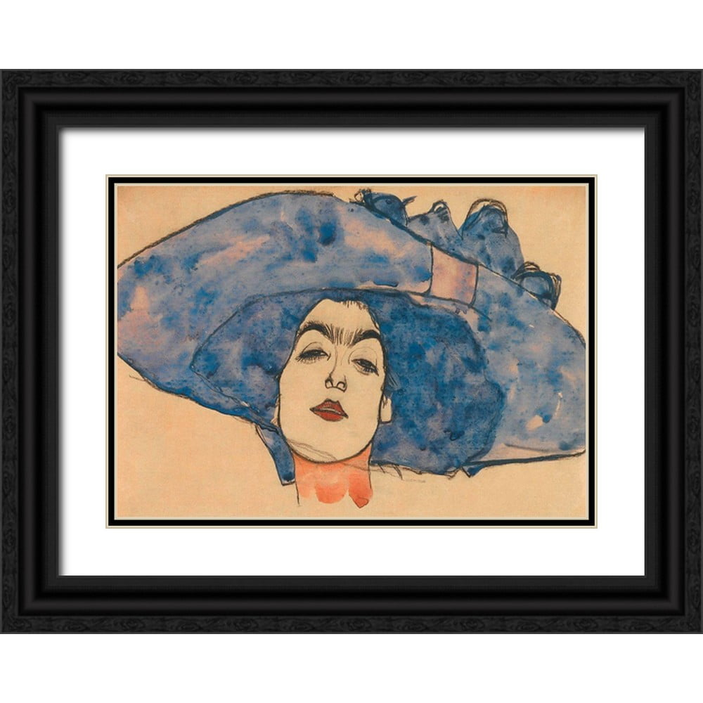 Schiele, Egon 18x14 Black Ornate Wood Framed with Double Matting Museum ...