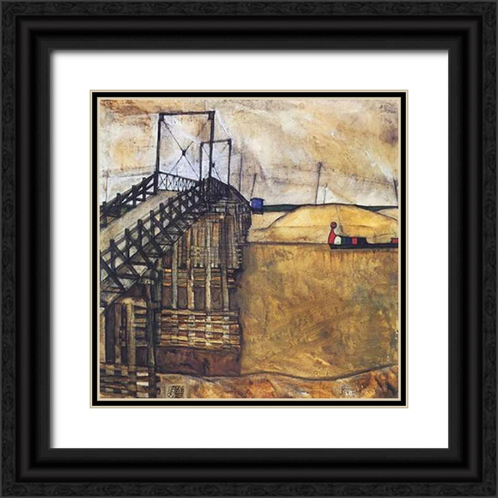 Schiele, Egon 20x20 Black Ornate Wood Framed with Double Matting Museum ...