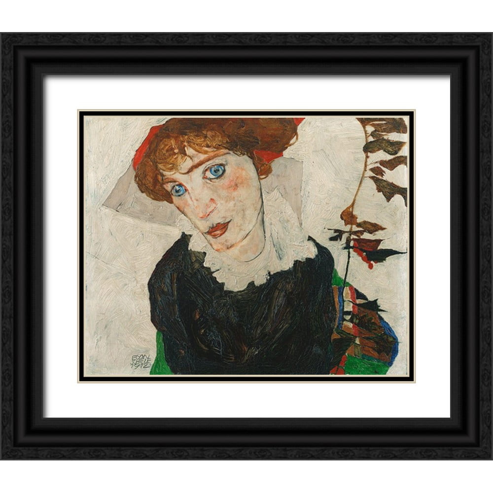 Schiele, Egon 24x20 Black Ornate Wood Framed with Double Matting Museum ...