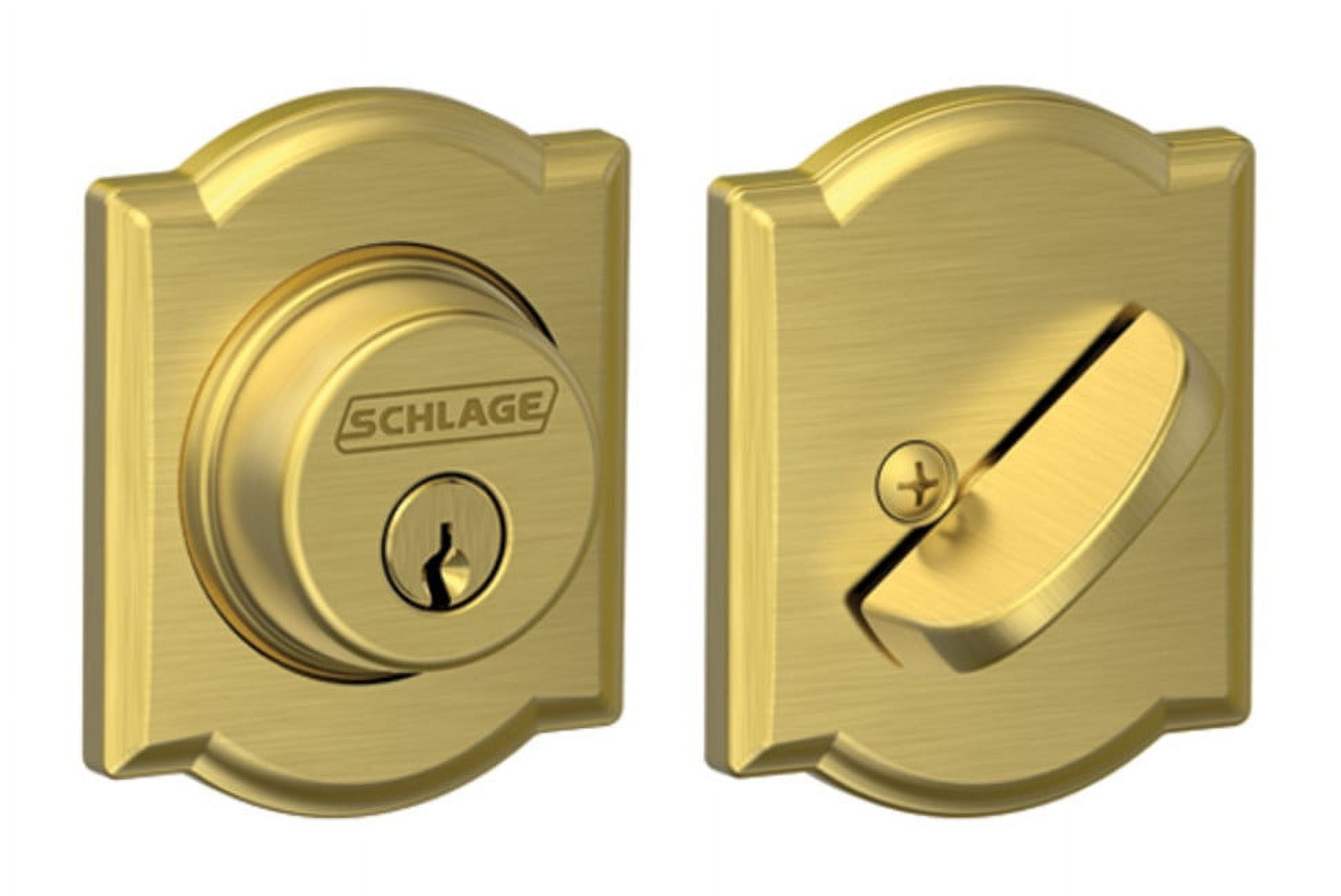 Schlage B60n-Cam Single Cylinder Keyed Entry Grade 1 Deadbolt - Brass ...