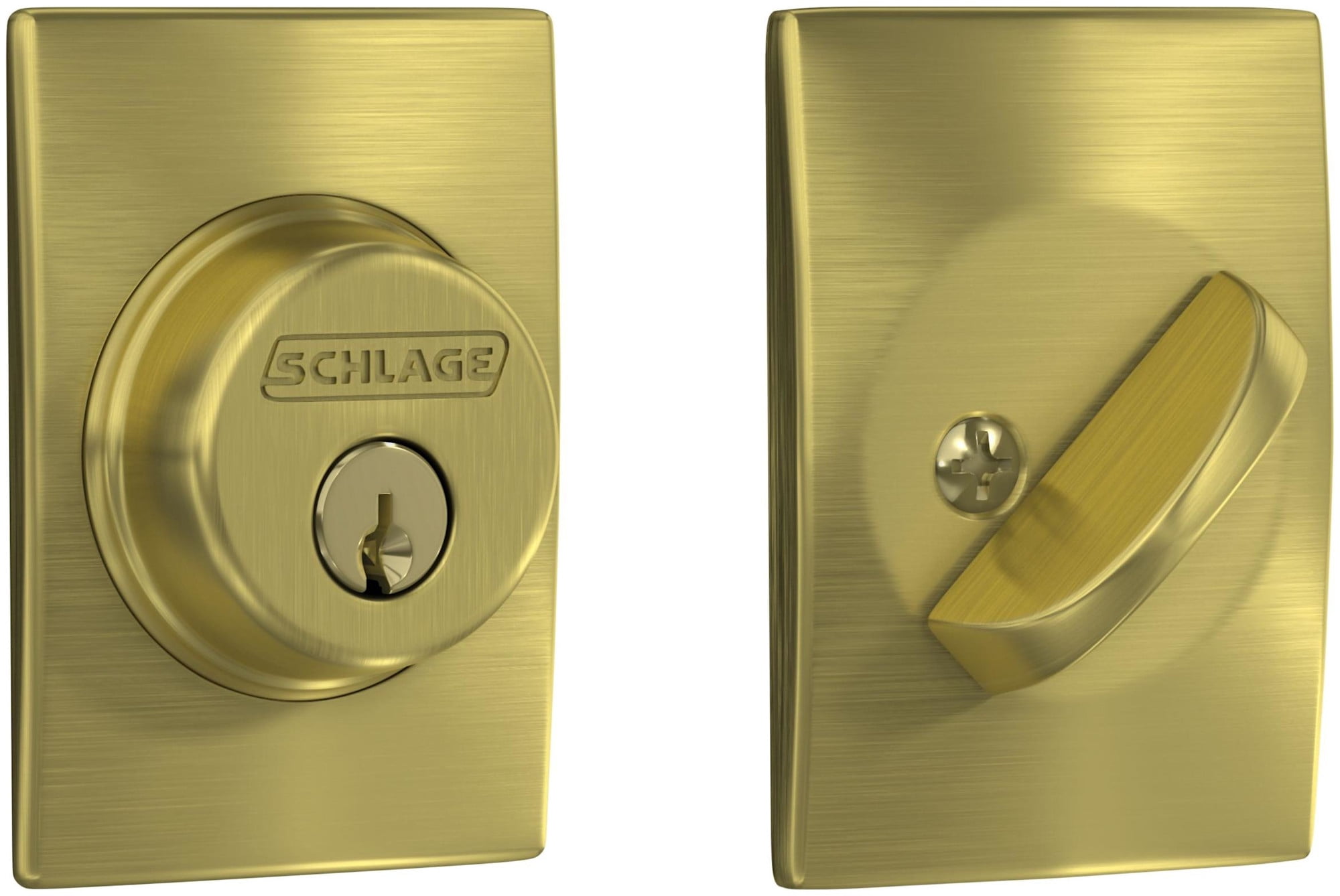 Schlage B60NCEN608 Single Cylinder Keyed Entry Grade 1 Deadbolt - Brass ...