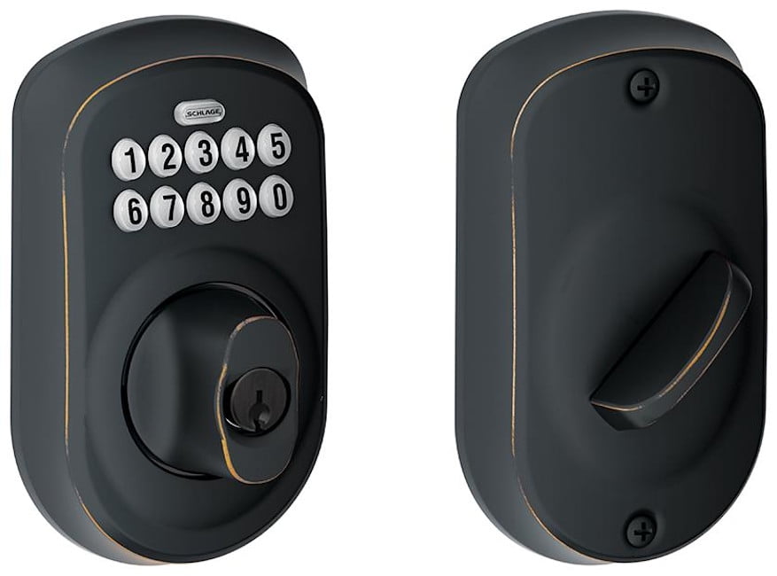 Schlage BE365-Ply Plymouth Electronic Keypad Deadbolt, Keyless Entry ...