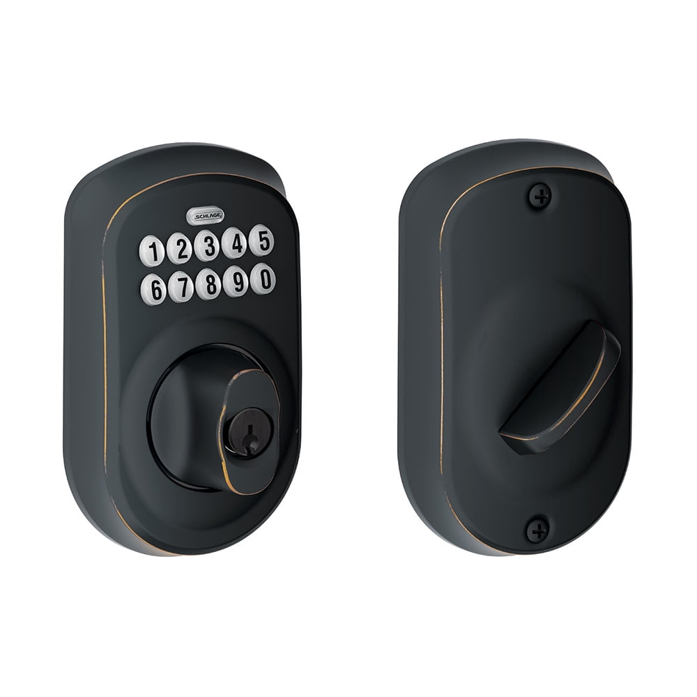 Schlage Be365-Ply Plymouth Electronic Keypad Single Cylinder Deadbolt ...