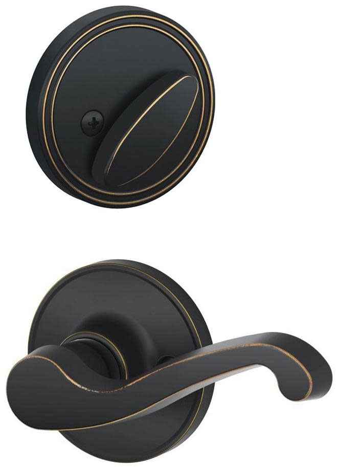 Schlage Dexter 1-3/8-in to 1-3/4-in Aged Bronze Single Cylinder Lever ...