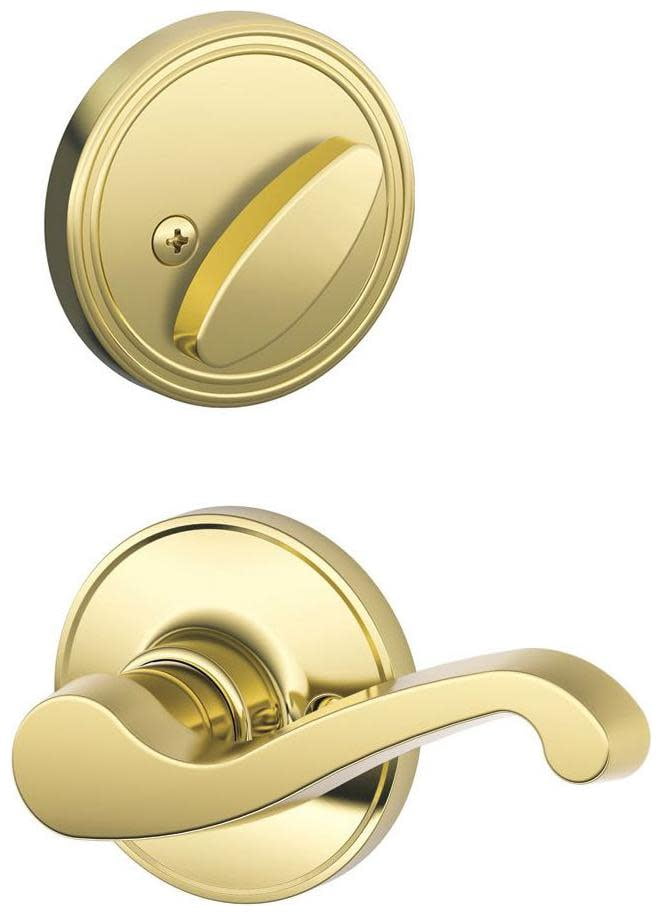 Schlage Dexter 1-3/8-in to 1-3/4-in Bright Brass Single Cylinder Lever ...