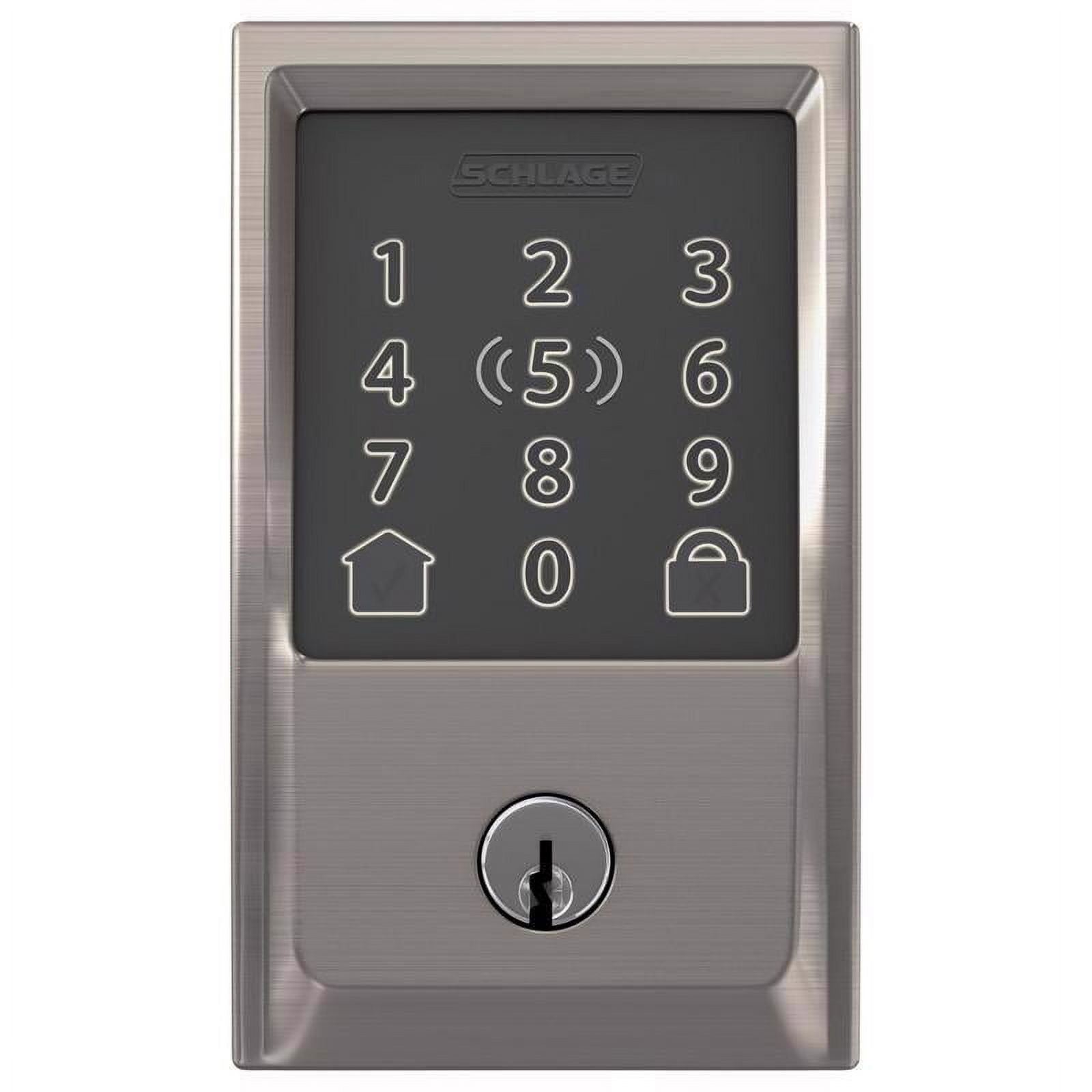 Schlage Encode Plus Satin Nickel Metal WiFi Deadbolt with Century Trim ...