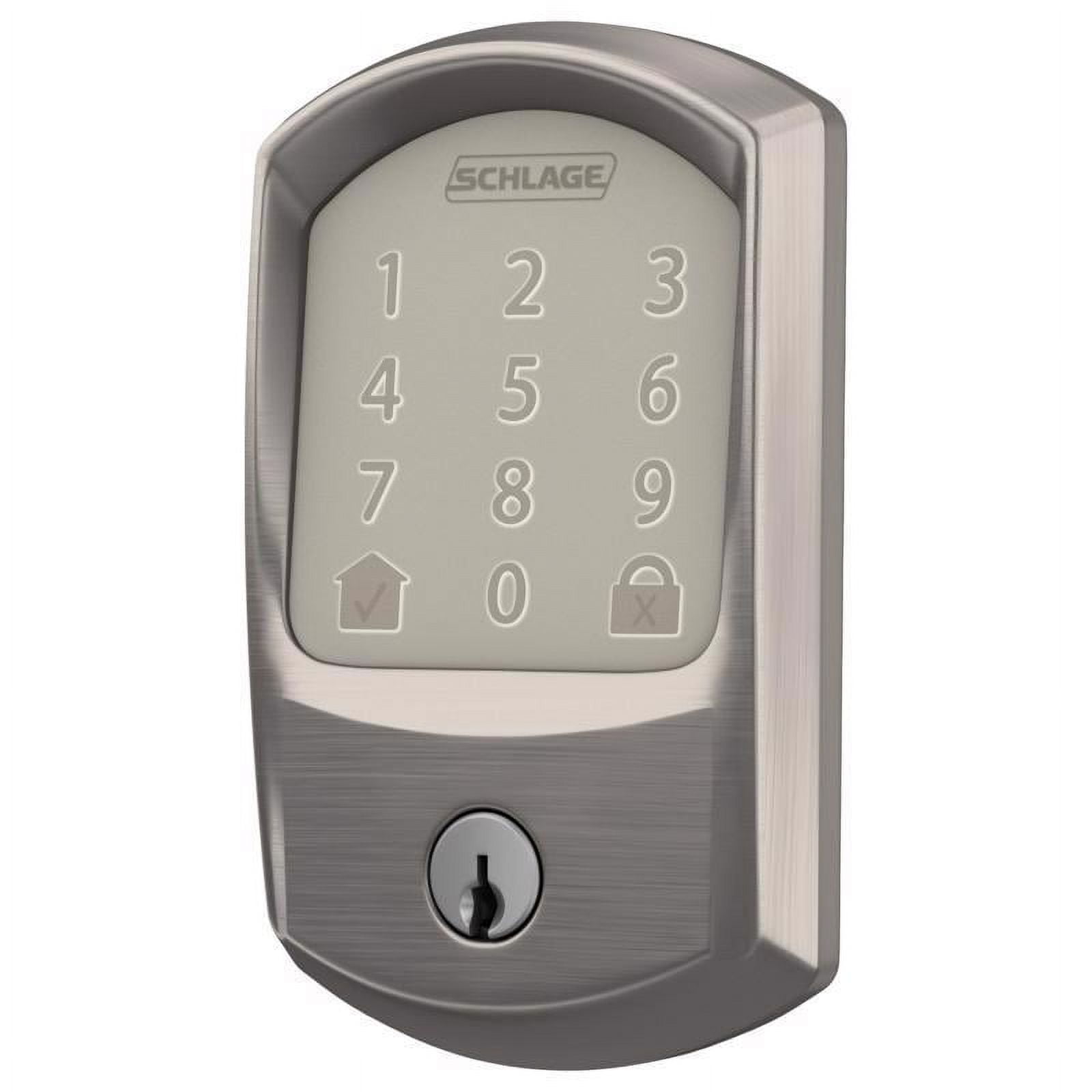 Schlage Encode Satin Nickel Metal WiFi Deadbolt with Greenwich Trim ...
