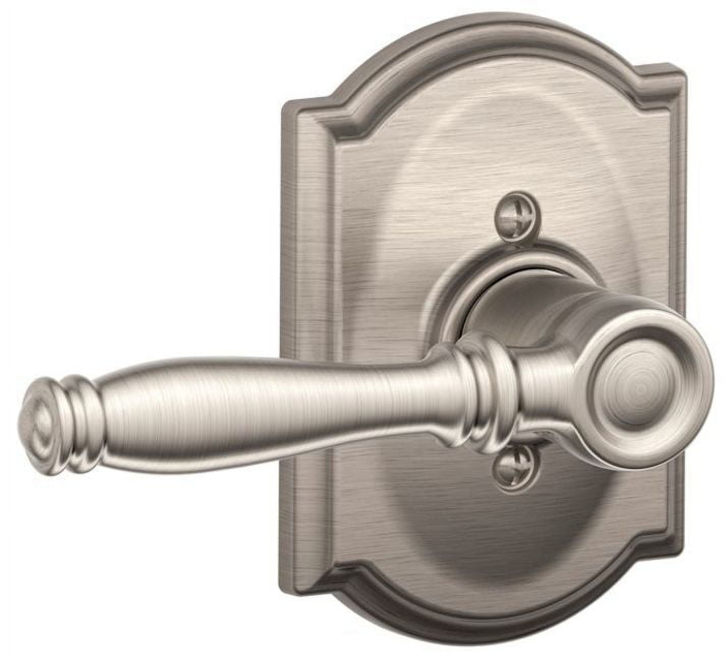 Birmingham Lever with Camelot Trim Non-Turning Lock, Satin Nickel F170 ...