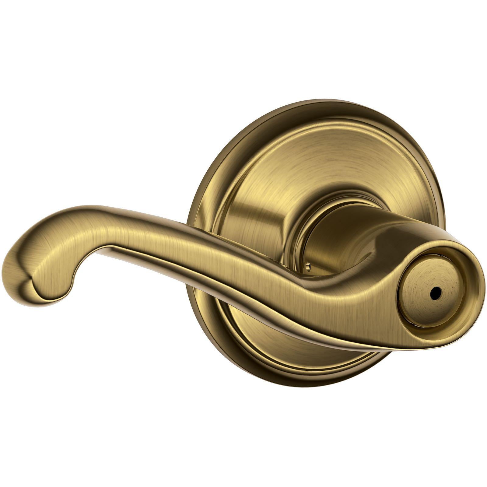 Schlage, Privacy Lever, F40VFLA609, Antique Brass, Fits Standard Doors ...