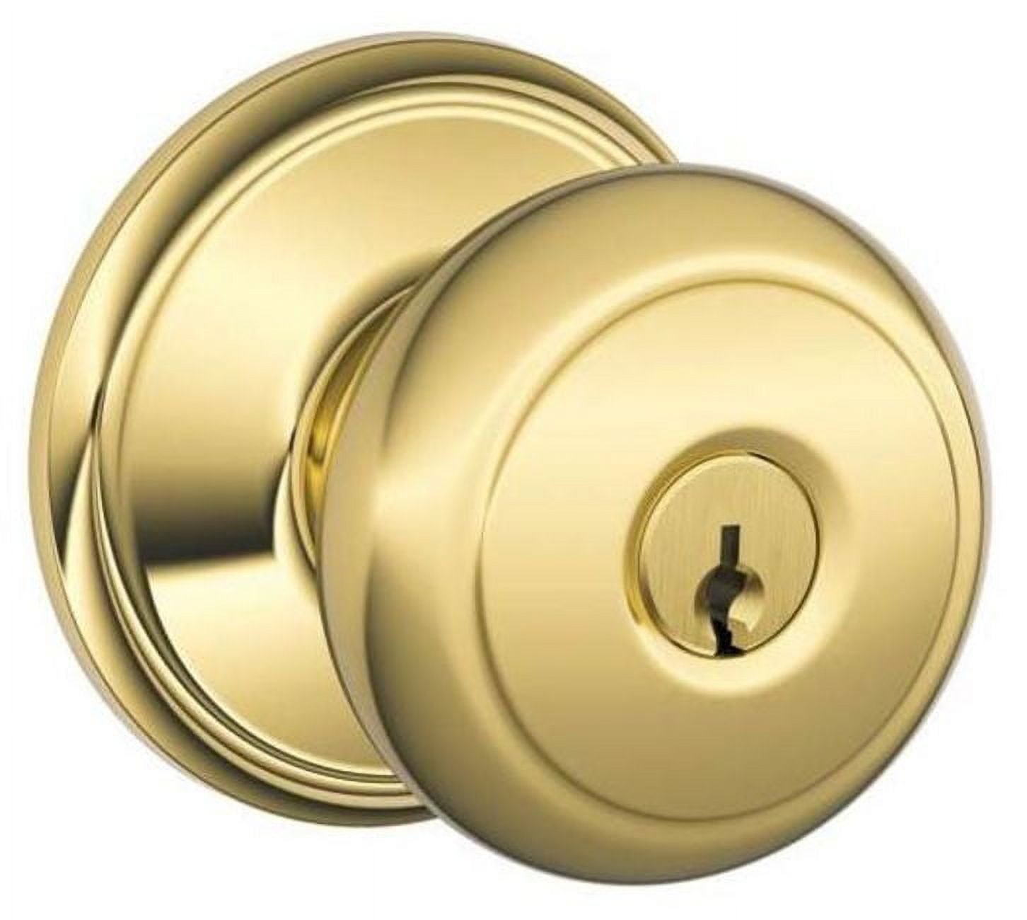 Schlage F51-And Andover Keyed Entry Door Knob Set - Brass - Walmart.com