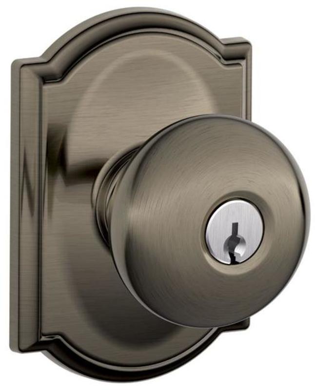 Schlage F51-Ply-Cam Plymouth Keyed Entry Door Knob Set - Grey - Walmart.com
