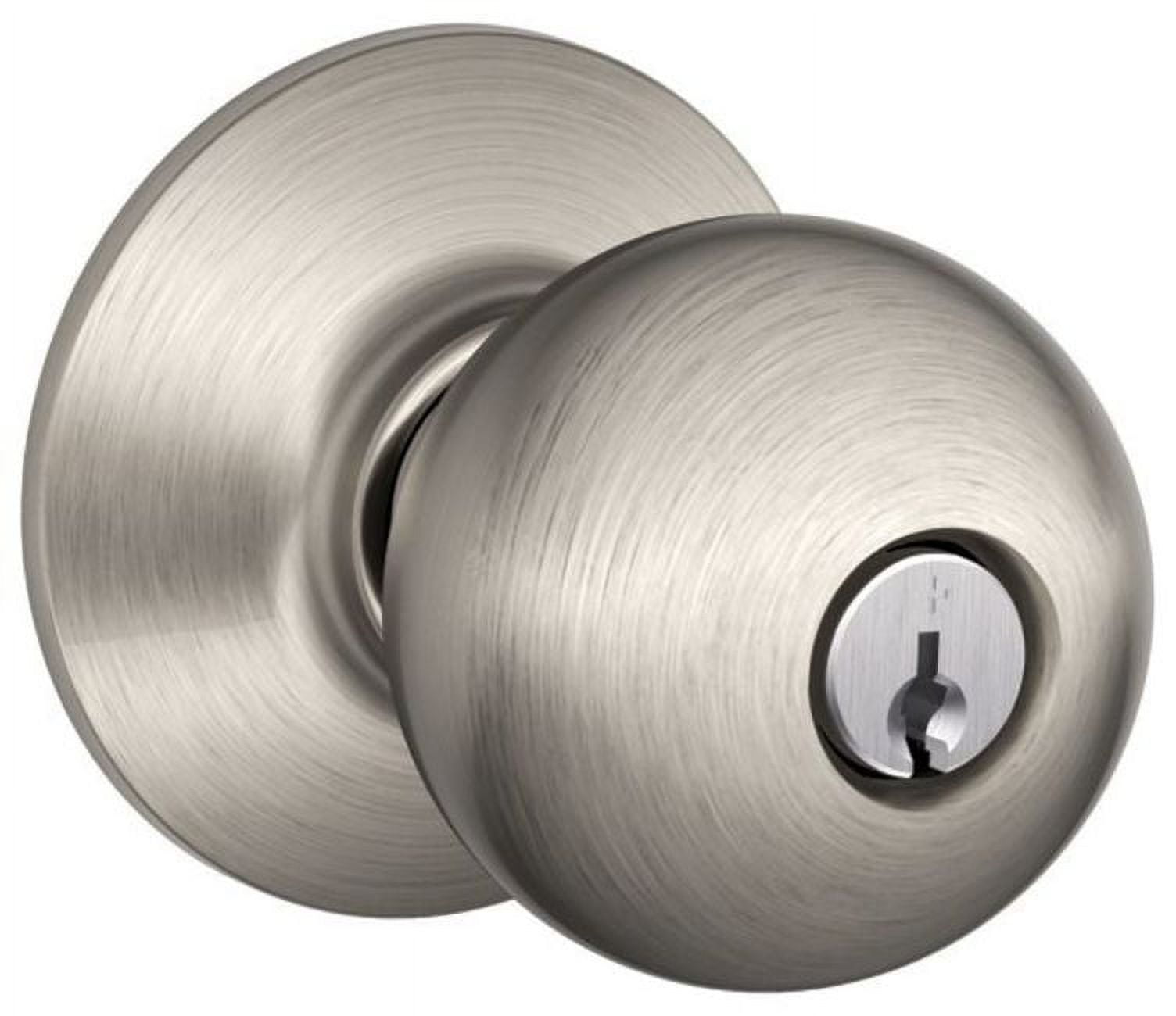 Schlage Storeroom Door Knob Set, F80-Orb Orbit Series, Satin Nickel ...